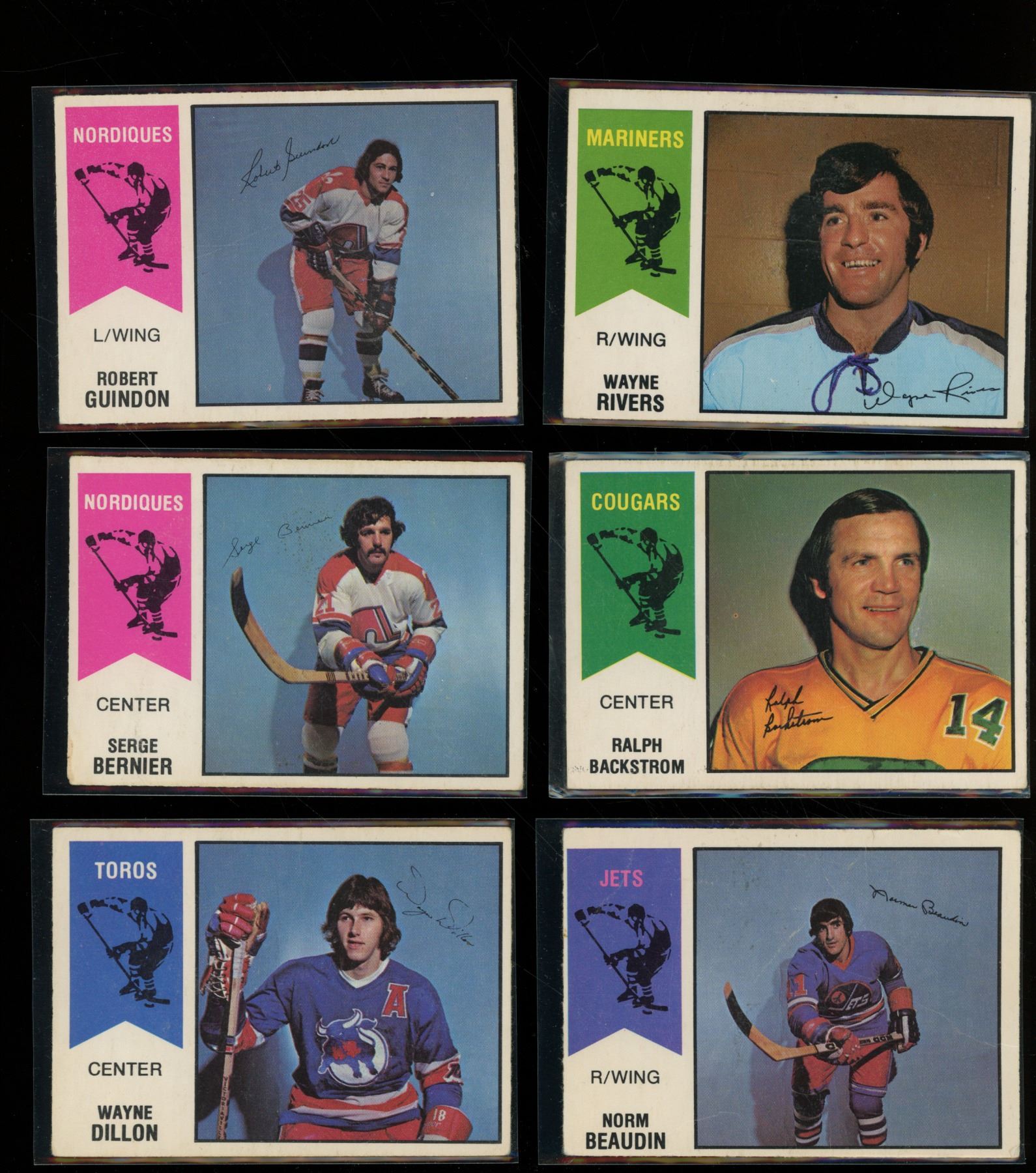 6 Vintage 1974-75 OPC Hockey Cards