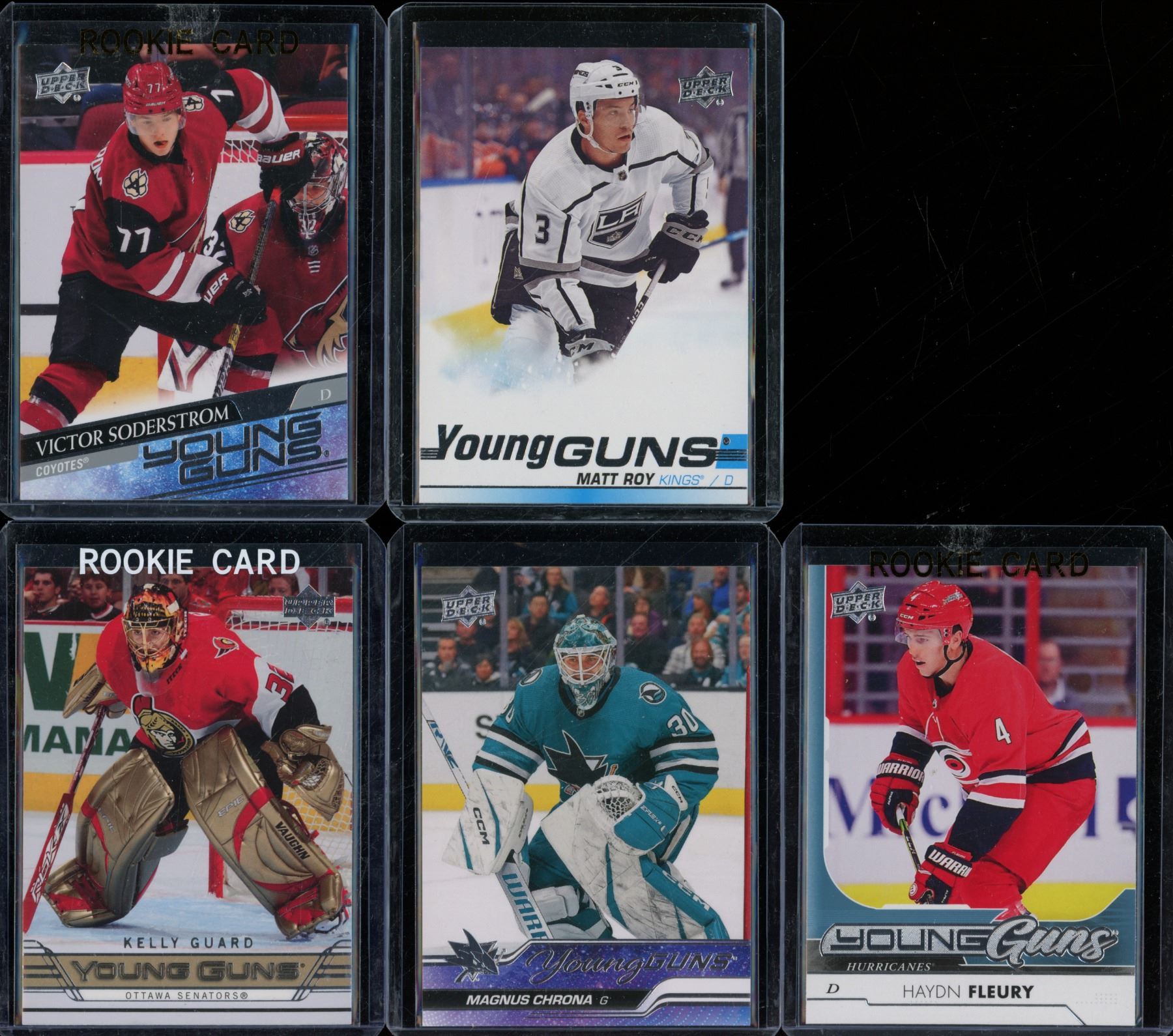 5 Various Upper Deck Young Guns Rookie Cards