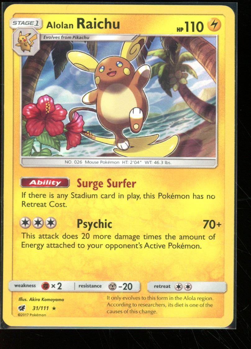 Pokemon Alolan Raichu - 31/111 - Rare Holo Crimson Invasion