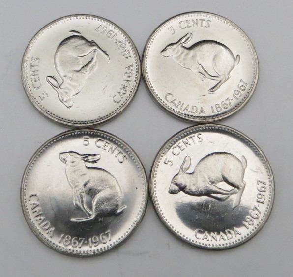 4x Canadian Nickels 1967