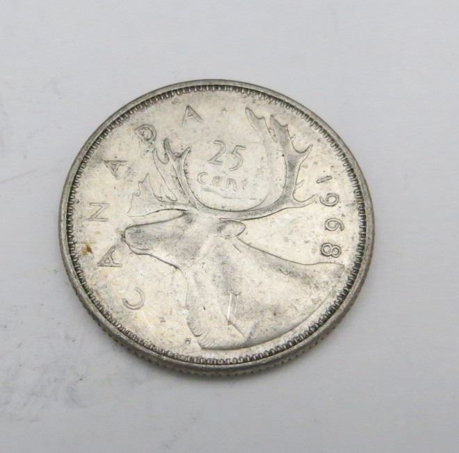 1968 Canadian Silver Quarter (non-magnetic)