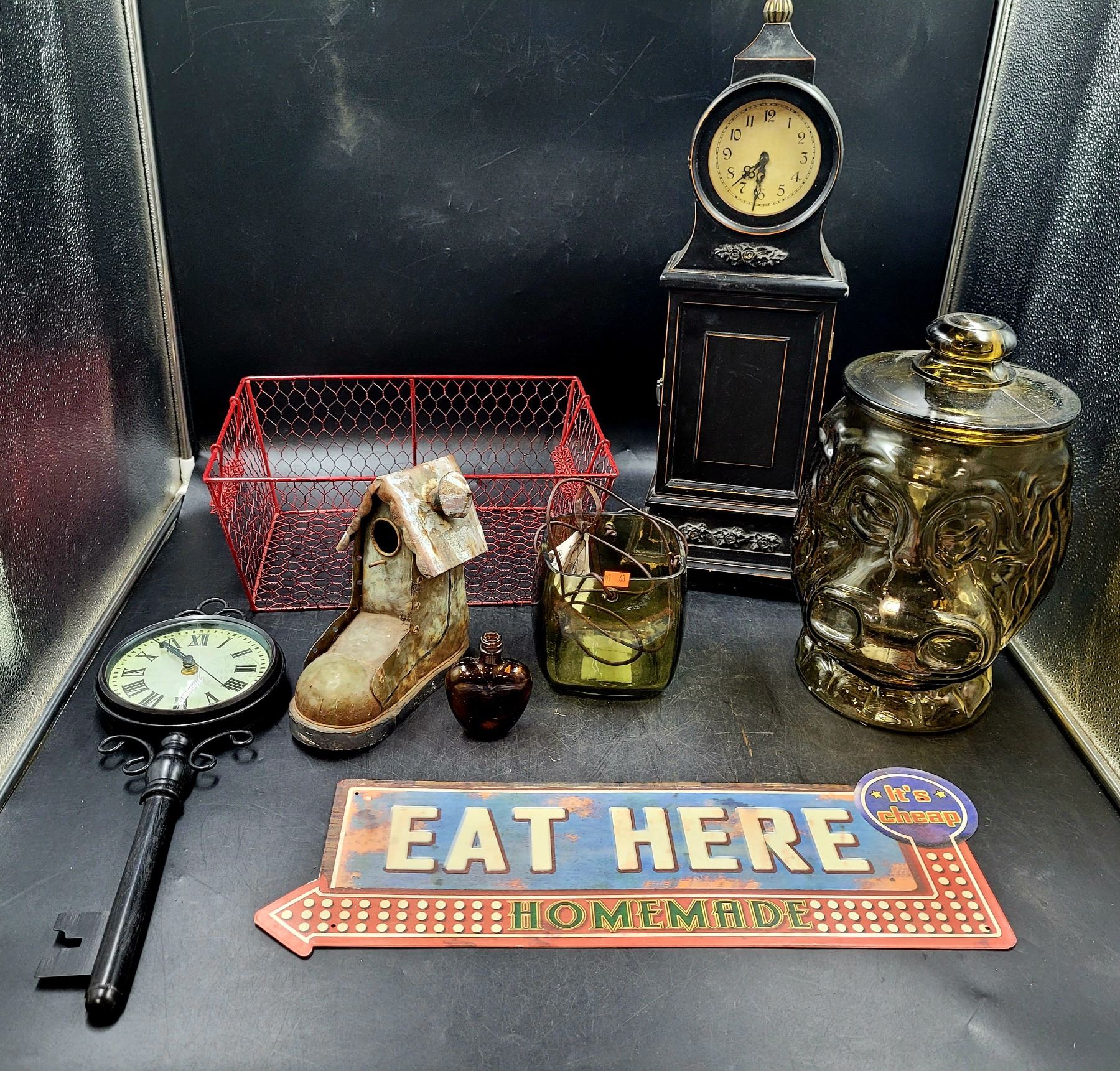 Vintage Stand Up Clock & Misc. Vintage Lot