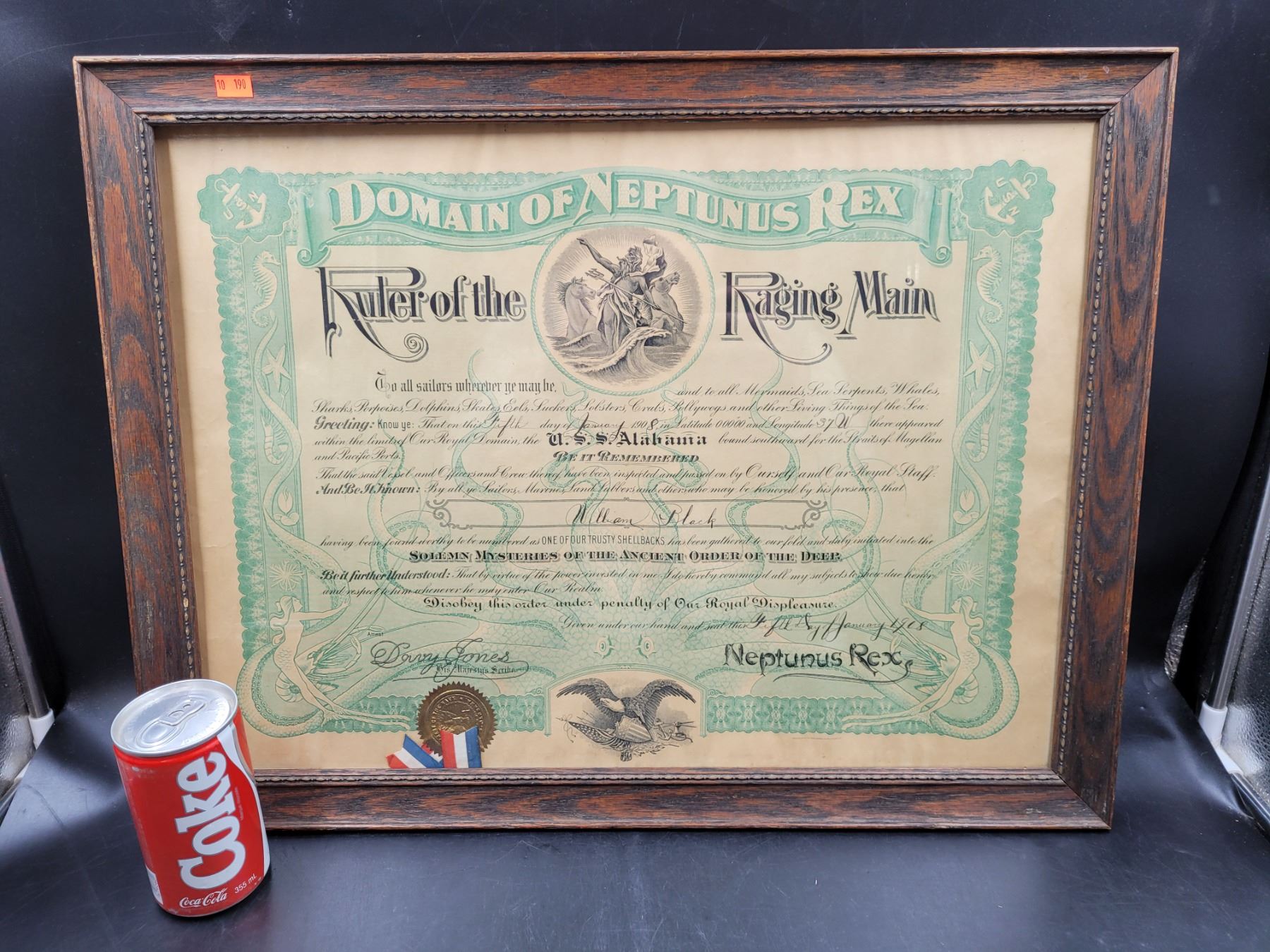 Framed Domain of Neptunus Rex Ruler of the Raging Main U.S. Navy ...