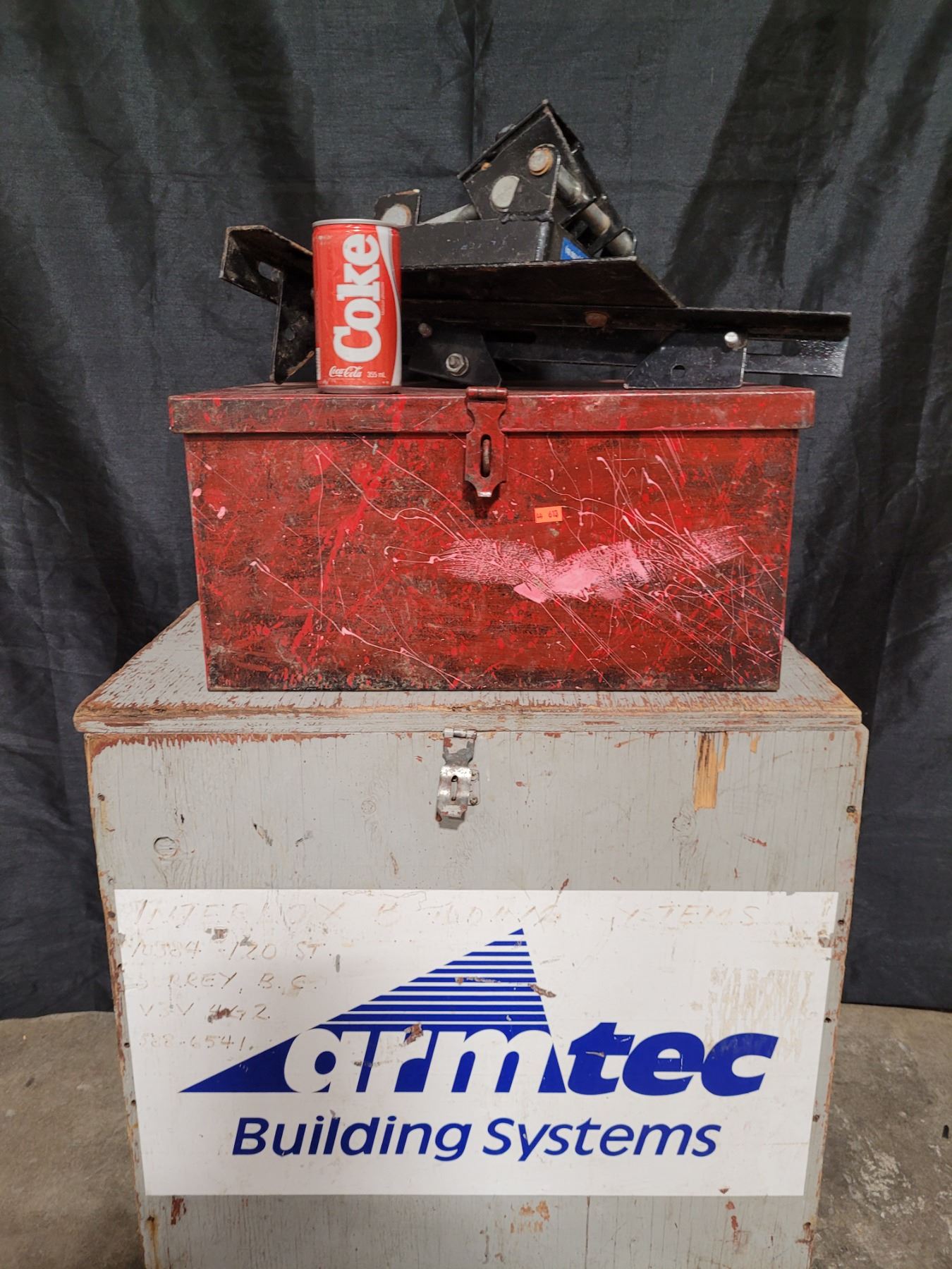 Metal and Wooden Storage Boxes and Hoist