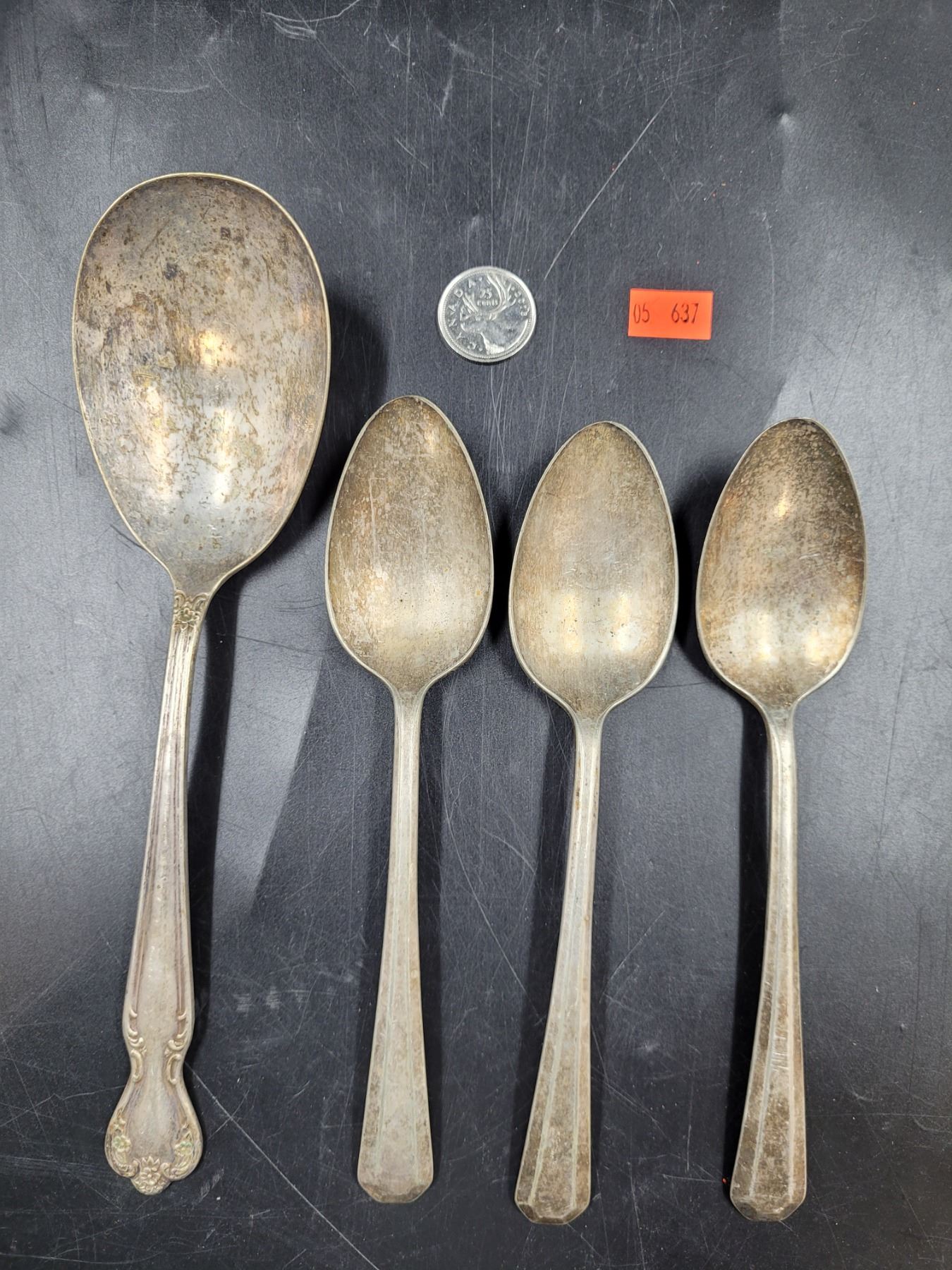4 Large Vintage International Silver Spoons