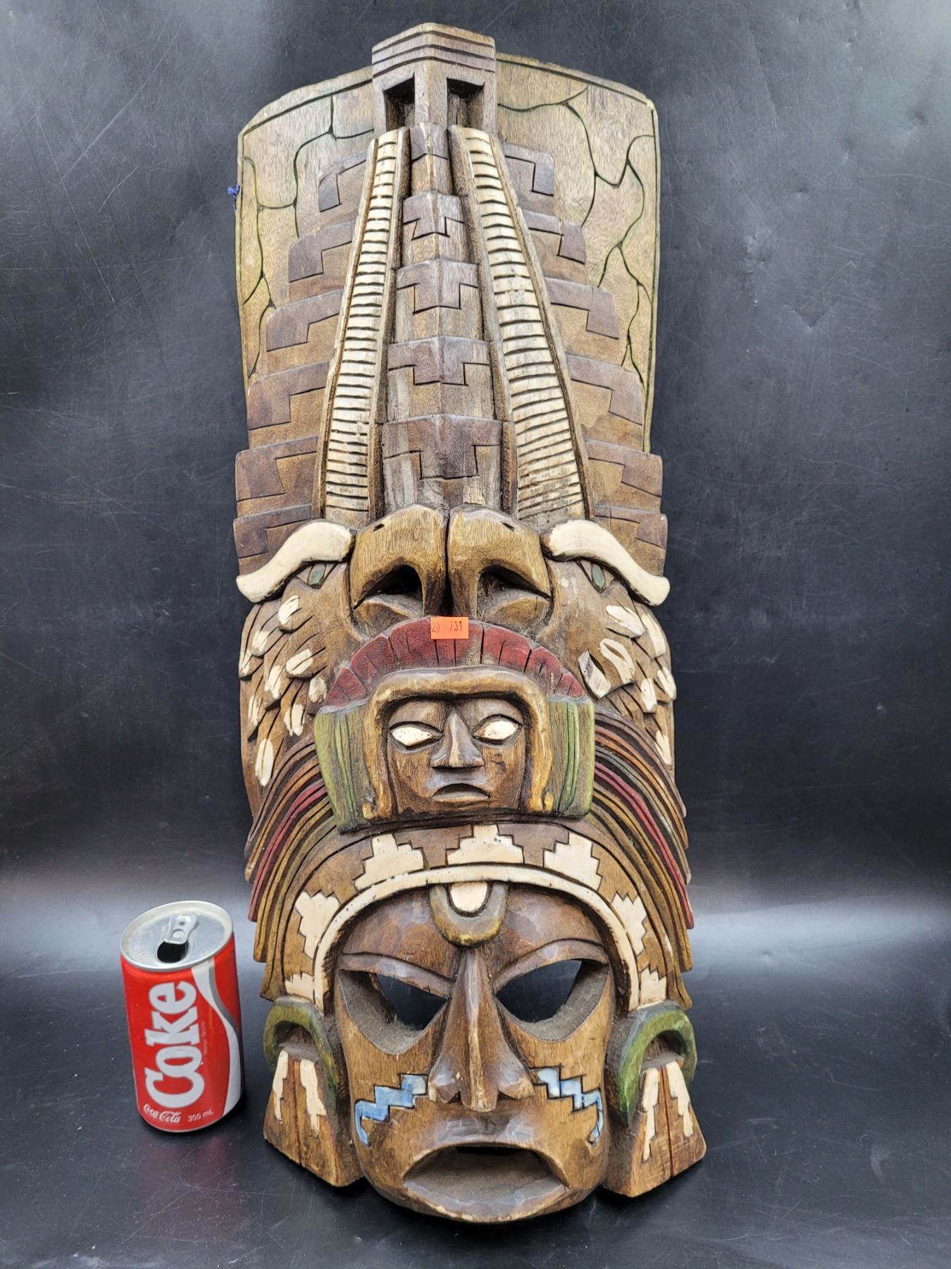 Vintage Mayan Carved Wood Mask