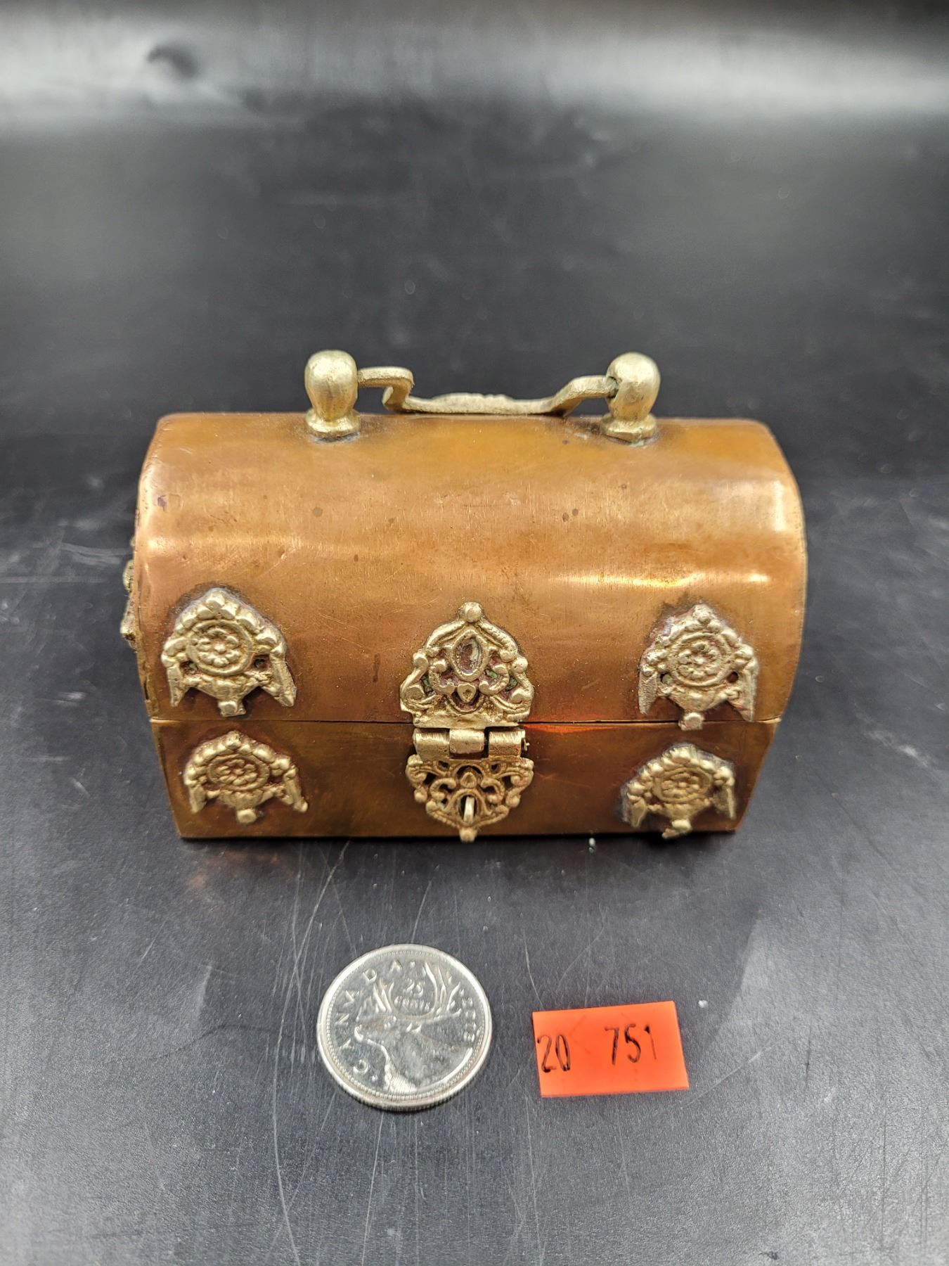 Felt Lined Copper & Brass Trinket Box