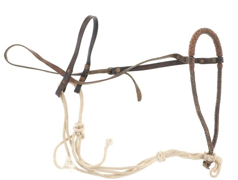 Vaquero Horseman Braided Leather Bosalita c. 1940s