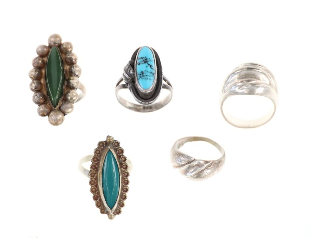 Vintage Mexican Silver & Gemstone Rings c. 1950s-