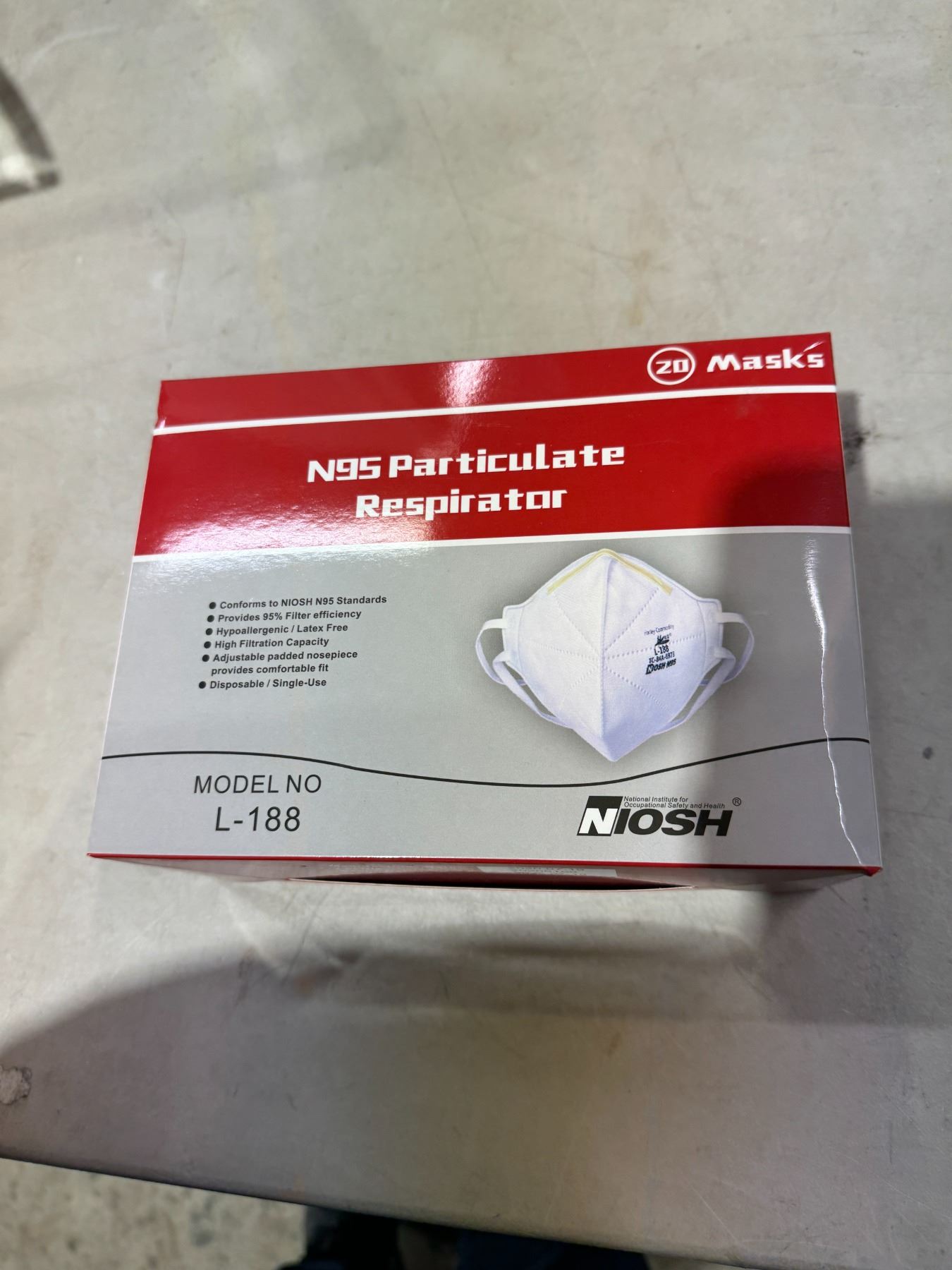 N 95, respirator 20 masks
