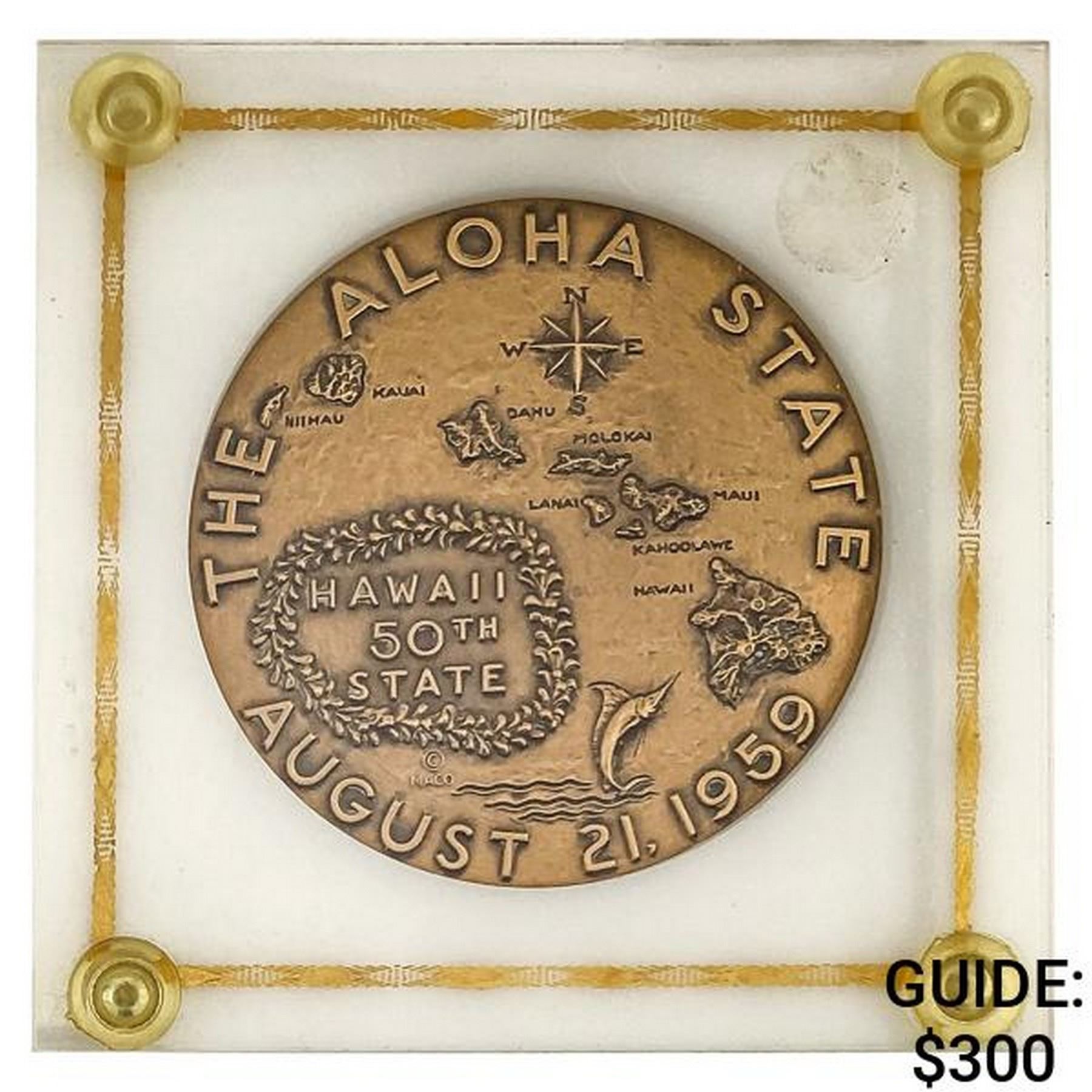 1959 Hawaii State Seal 50th State Medallic