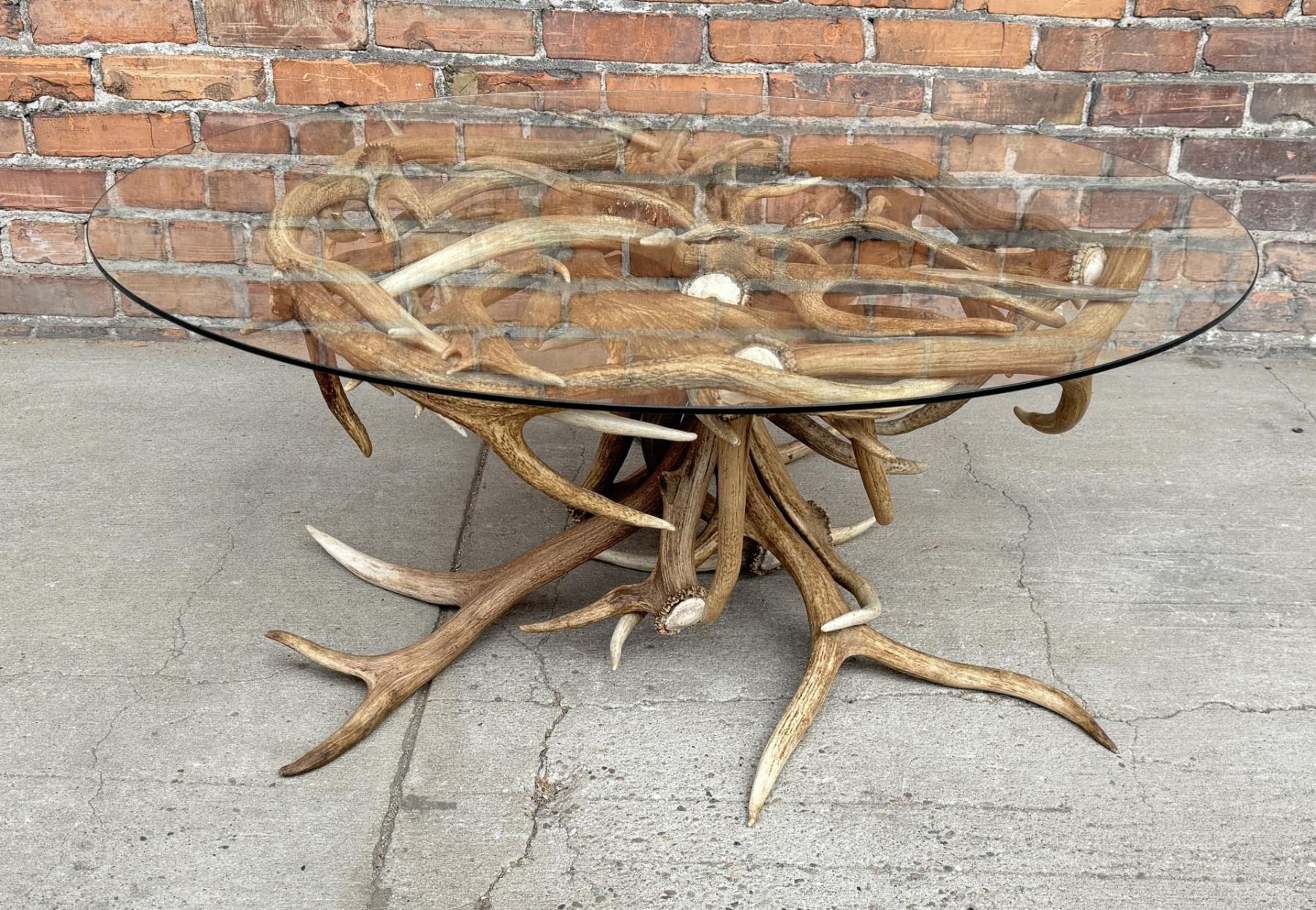 Incredible Custom Made Moose Elk Horn Table
