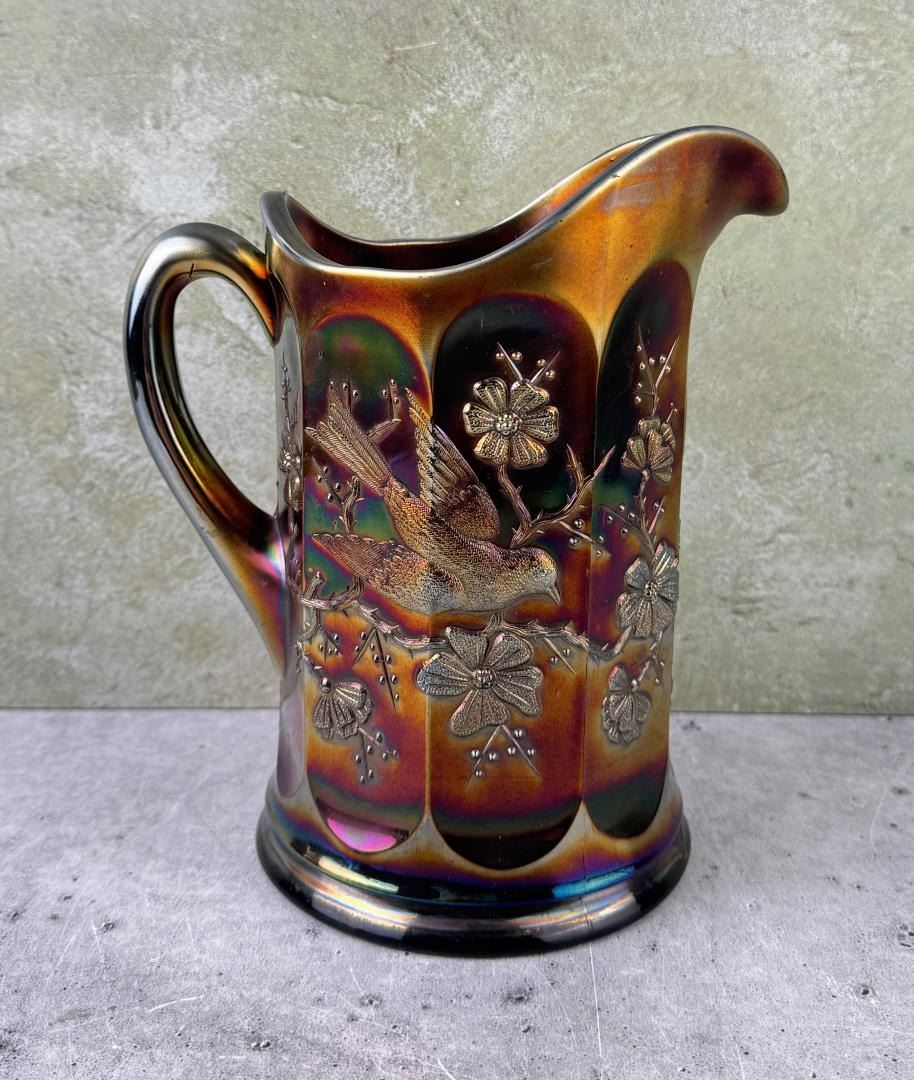 Northwood Carnival Glass Singing Birds Pitcher