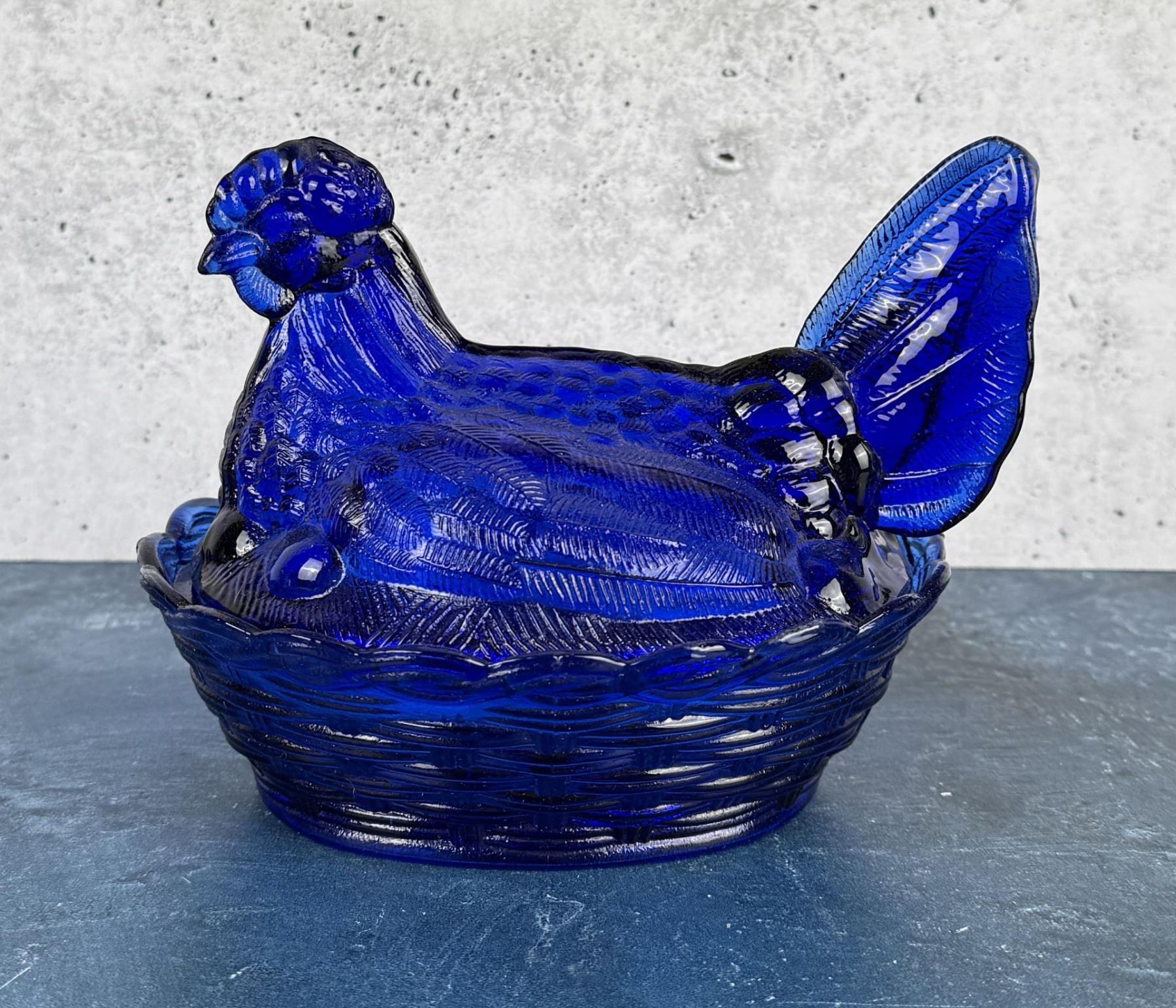Glass Chicken Hen on Nest