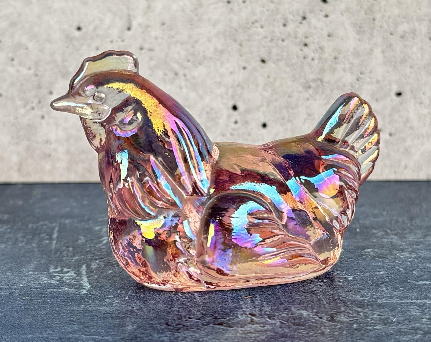 Fenton Glass Iridescent Hen Paperweight