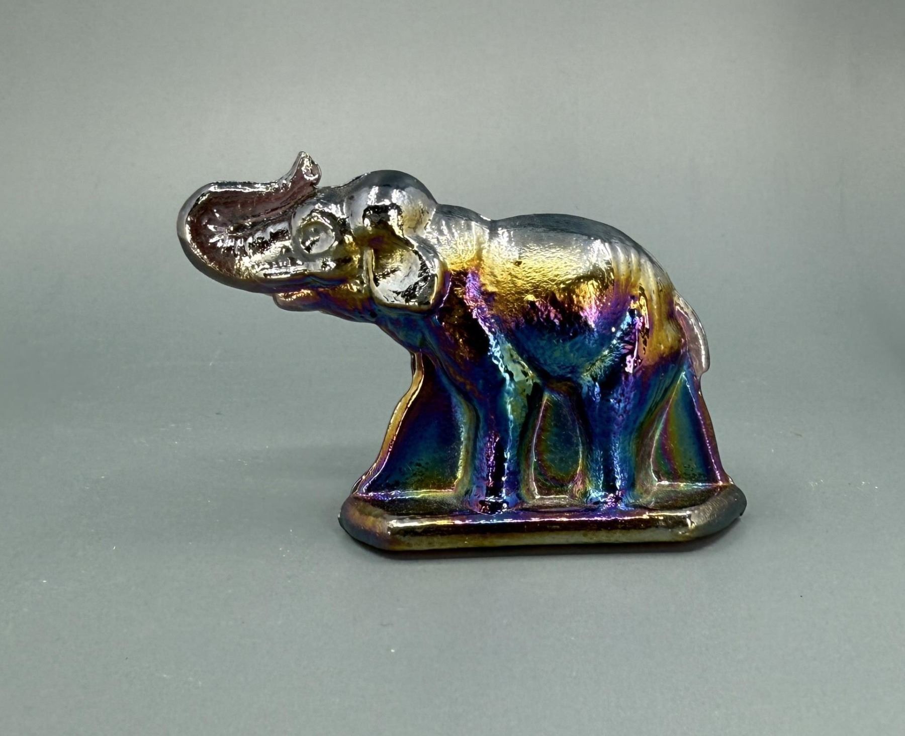 Carnival Glass Elephant Paperweight