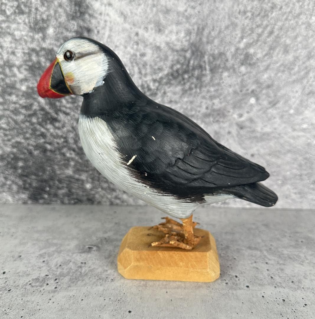 Folk Art Puffin Wood Carving