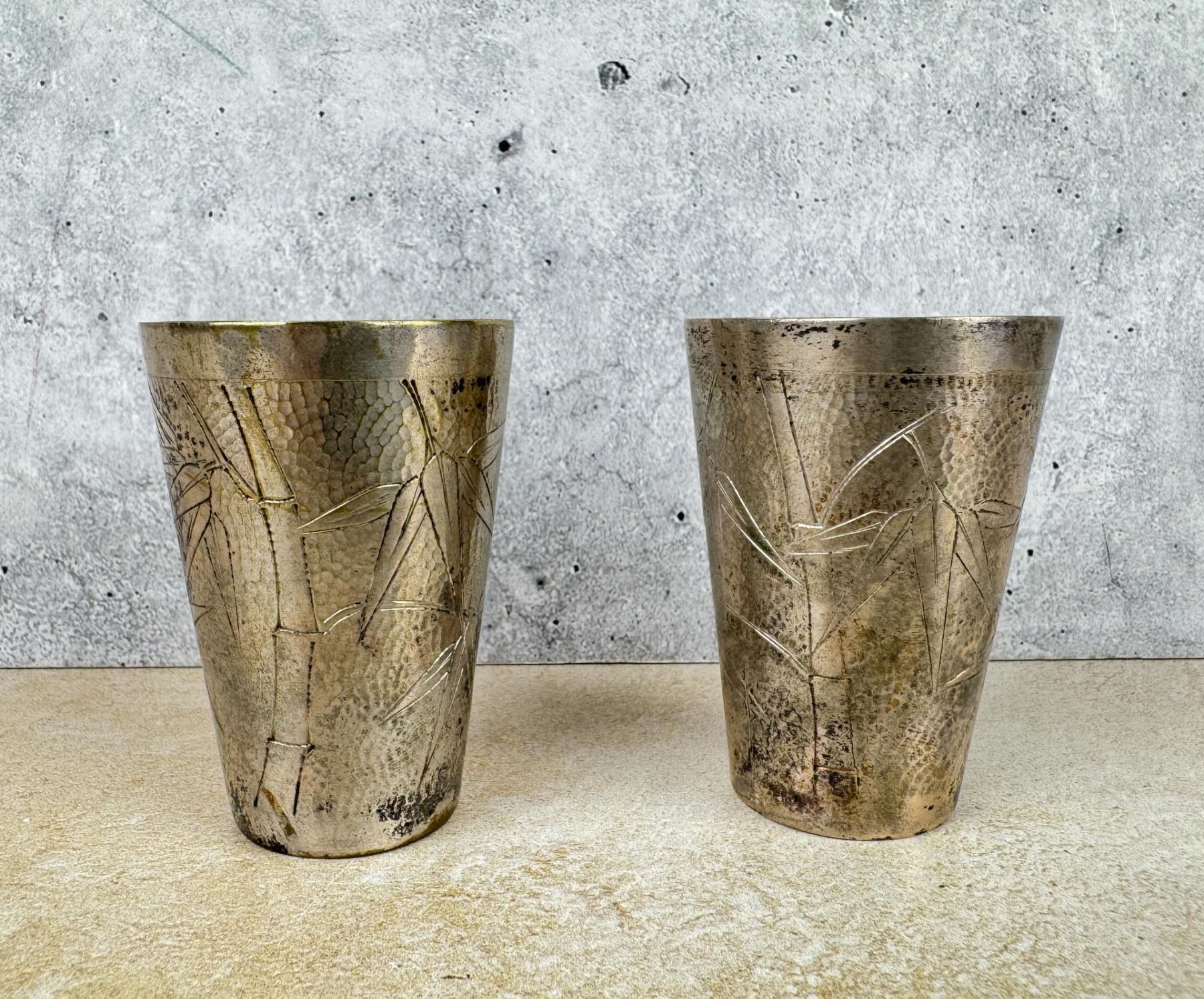 Antique Chinese Export Zung Li Silver Cups