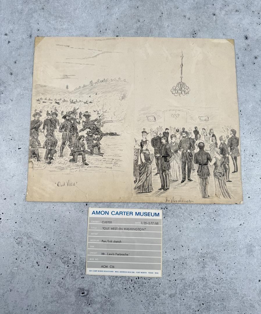 Indian Wars Era Pen & Ink George Custer Drawing