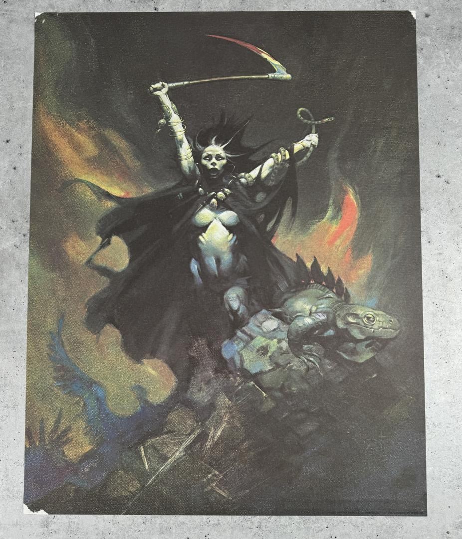 Vintage Frank Frazetta Print Woman With a Scythe
