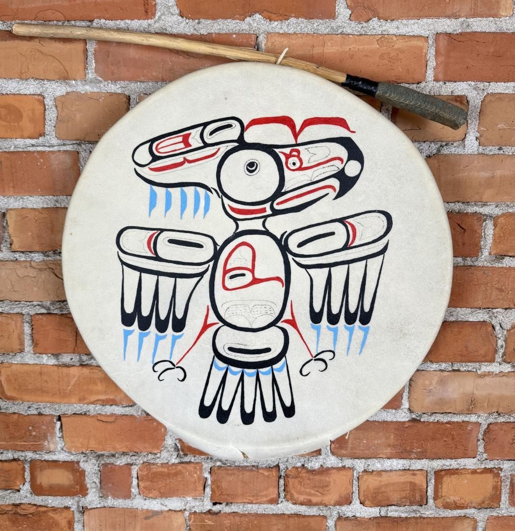 Northwest Coast Haida Indian Painted Drum