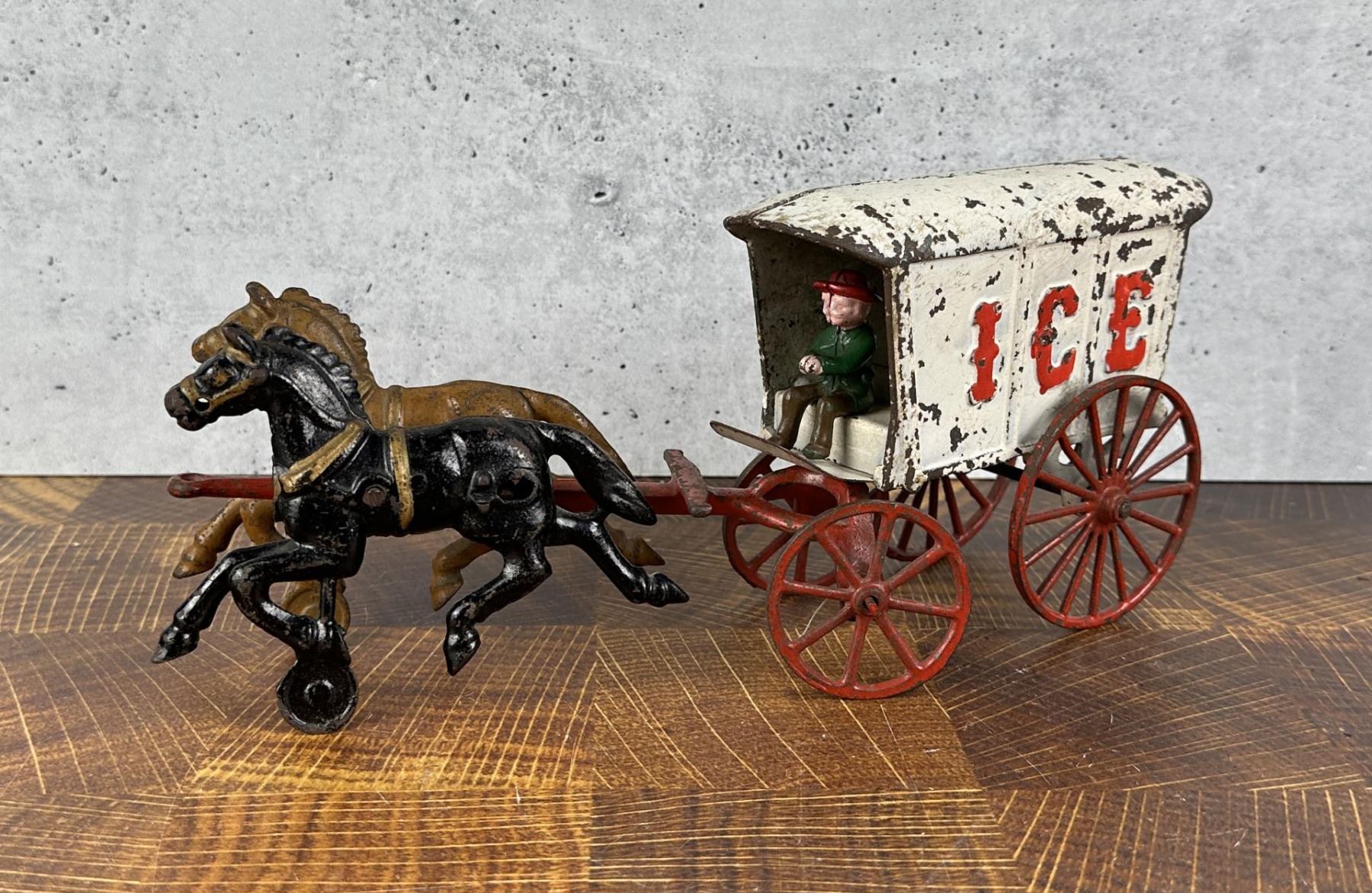 Hubley Cast Iron Horse Drawn Ice Wagon