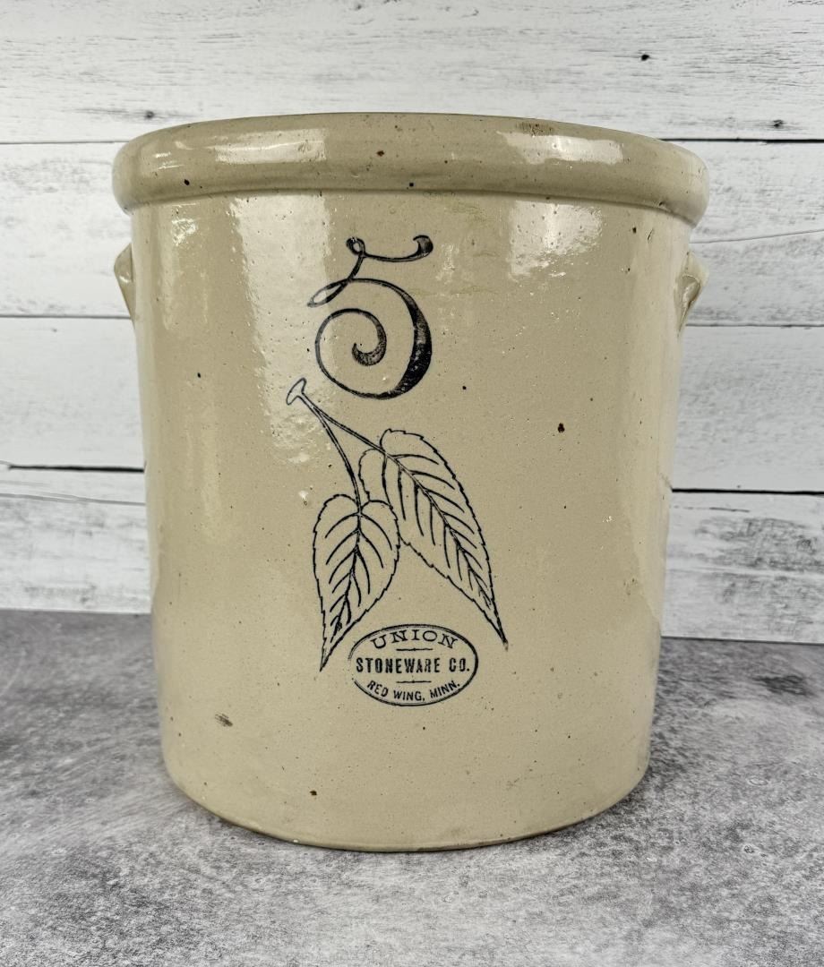 5 Gallon Red Wing Union Stoneware Crock