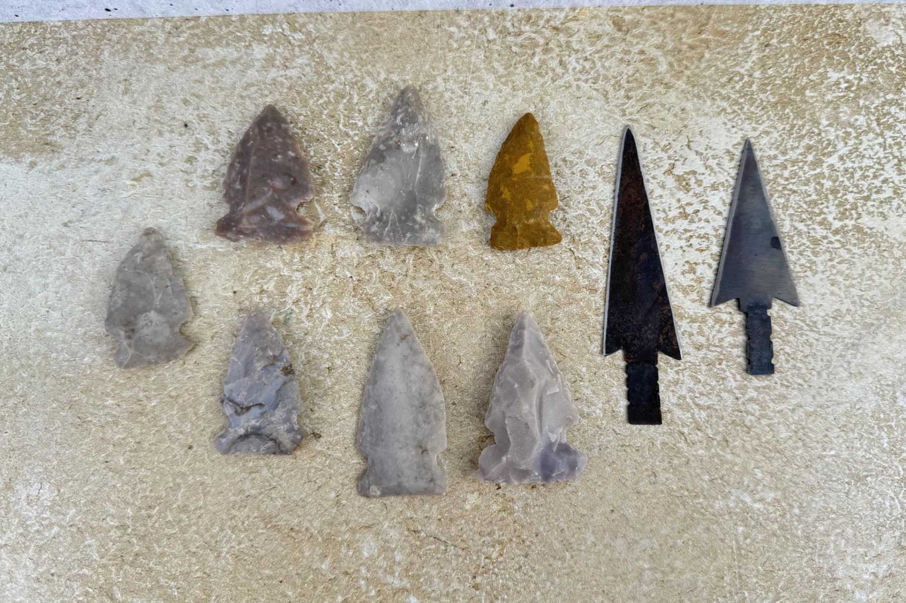 Collection of Native American Indian Arrowheads