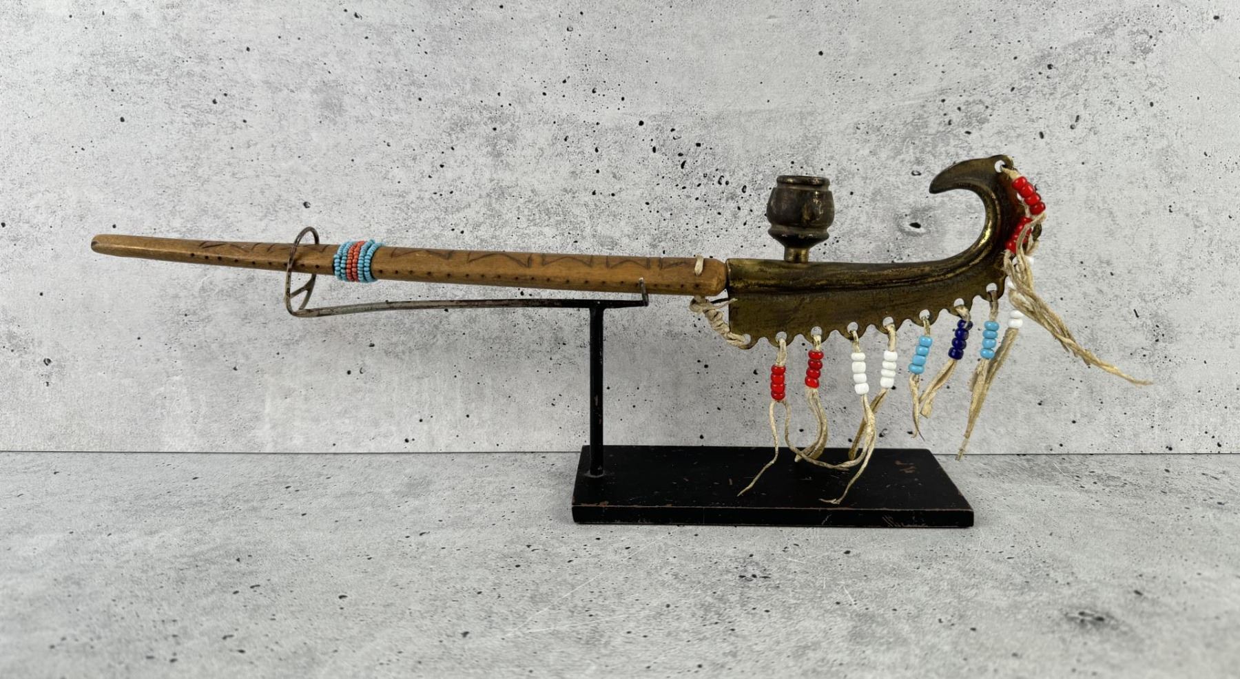 Native American Indian Brass Peace Pipe