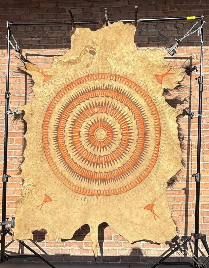 Native American Indian Painted Buffalo Robe