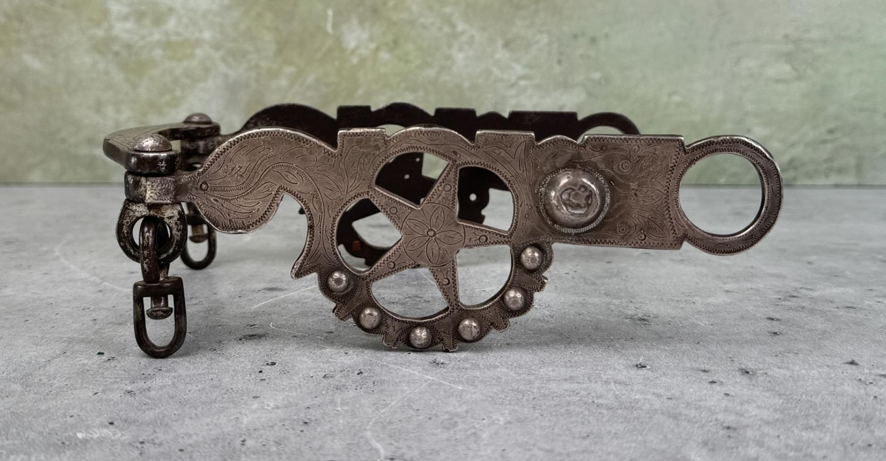 Antique Silver Overlay Texas Star Cowboy Bit