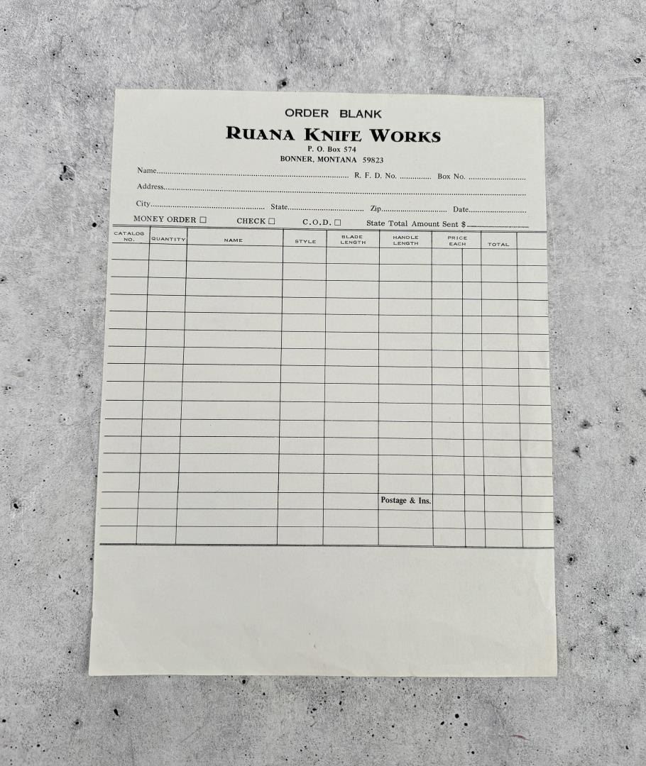 Rudy RH Ruana Bonner Montana Knife Order Form