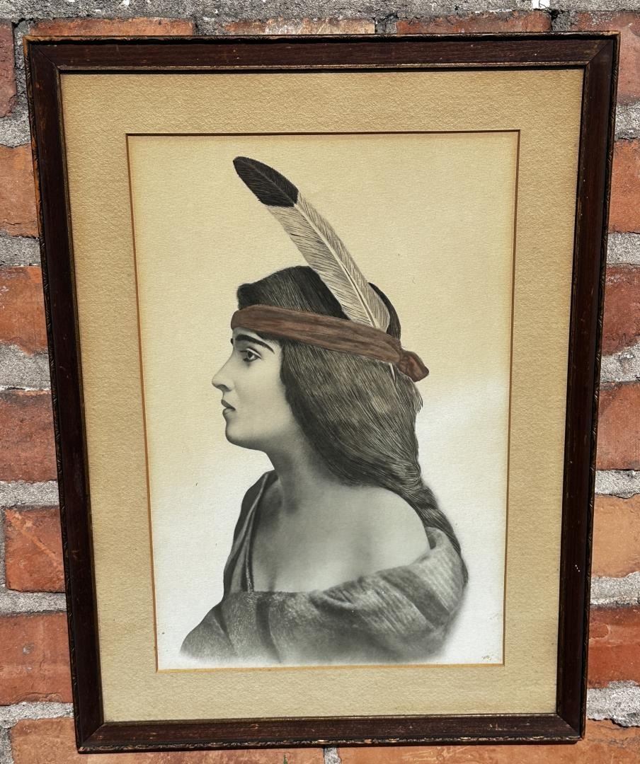 Native American Indian Maiden Lithograph