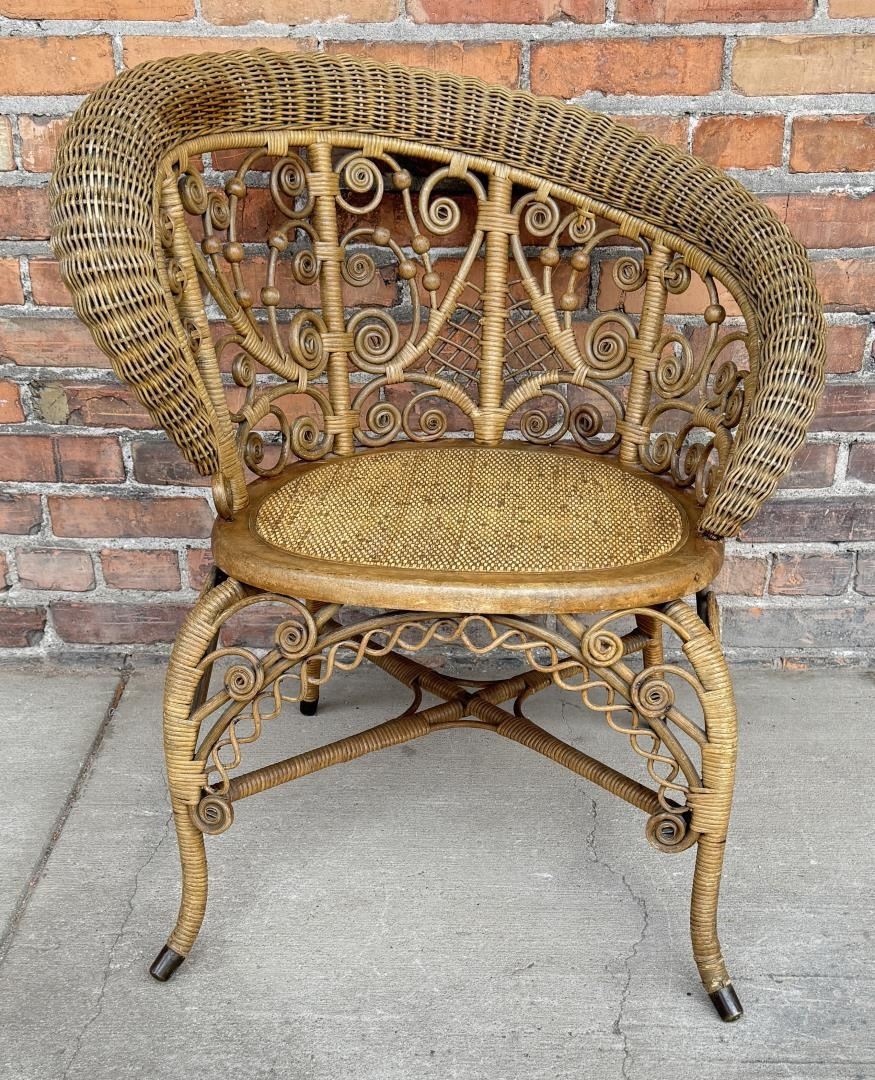 Victorian Whitney Reed Wicker Cane Fancy Chair