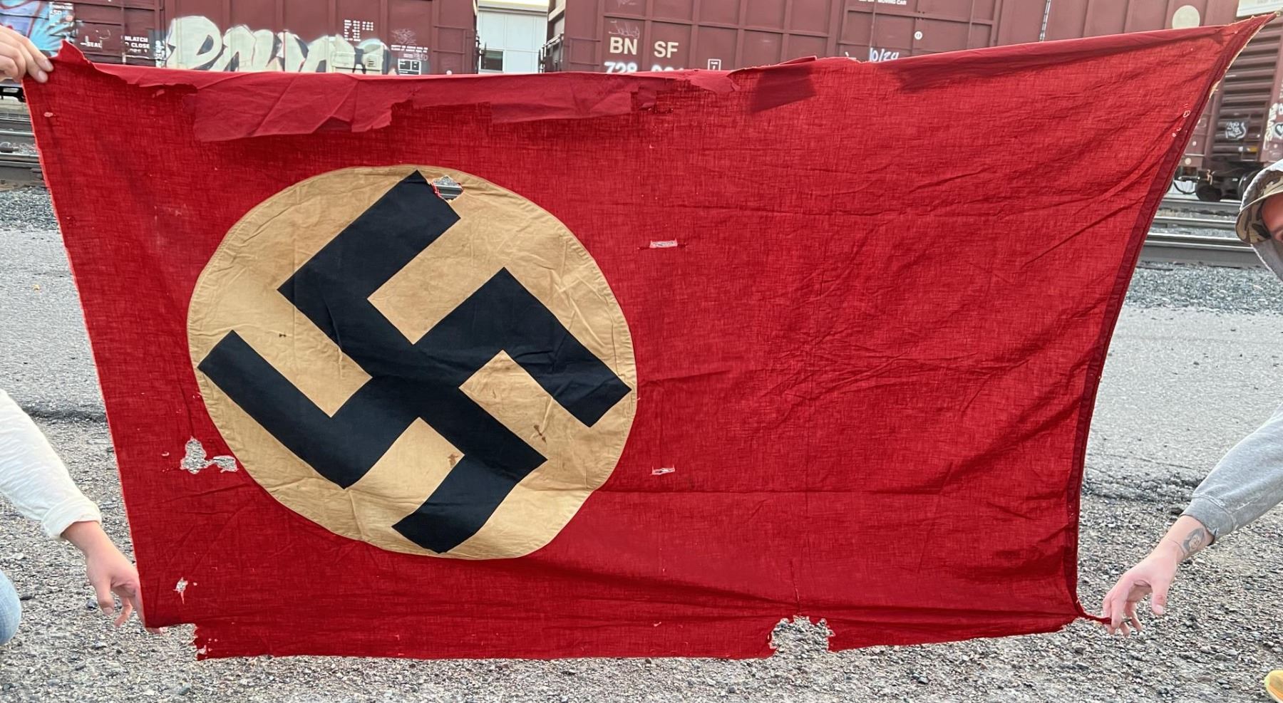 WW2 German NSDAP Battle Worn Banner Flag
