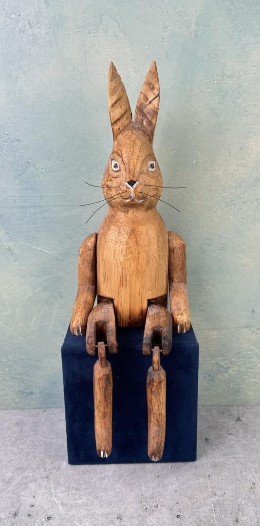 Hand Carved Articulated Wooden Rabbit Hare