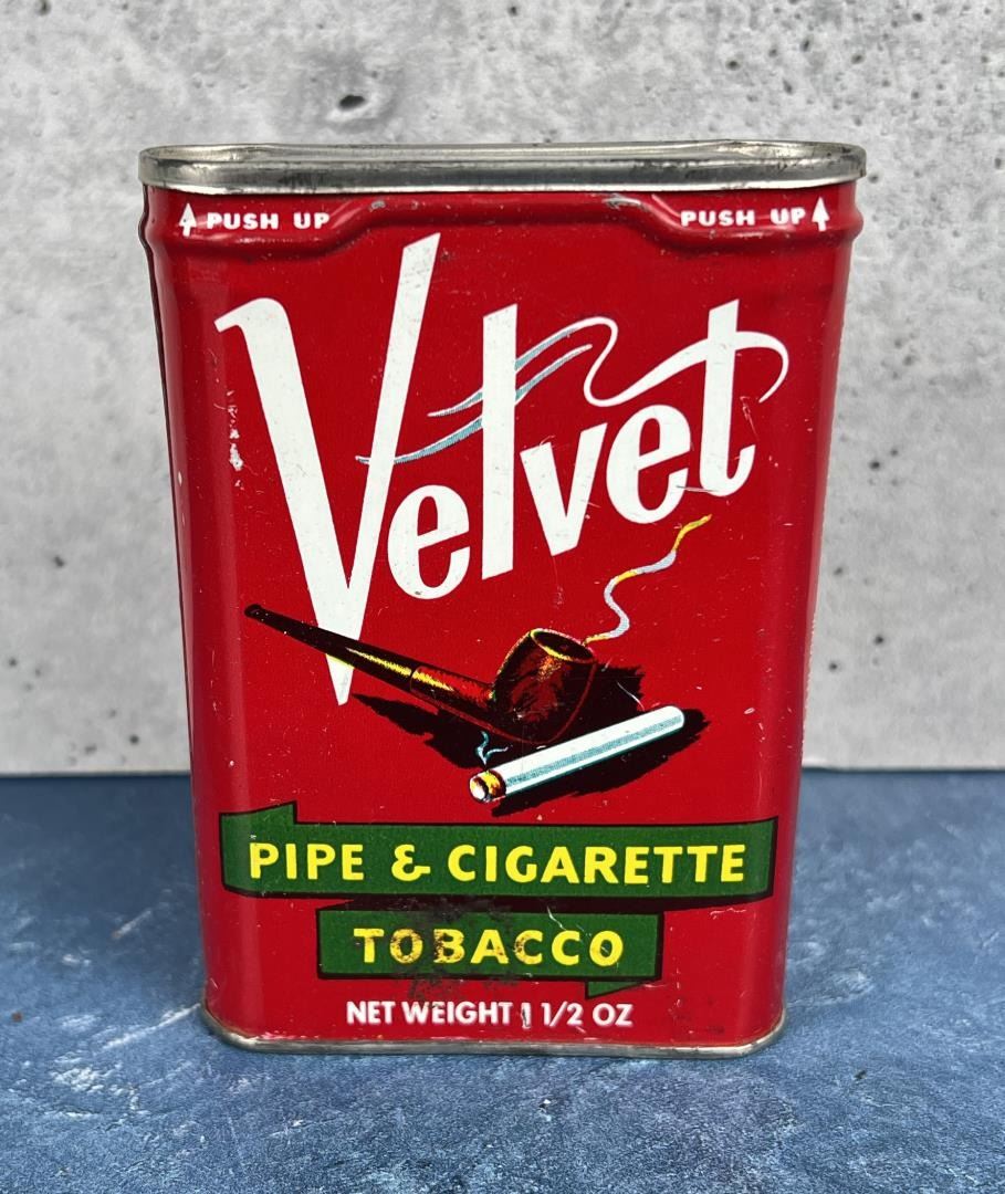 Velvet Pipe and Cigarette Tobacco Tin