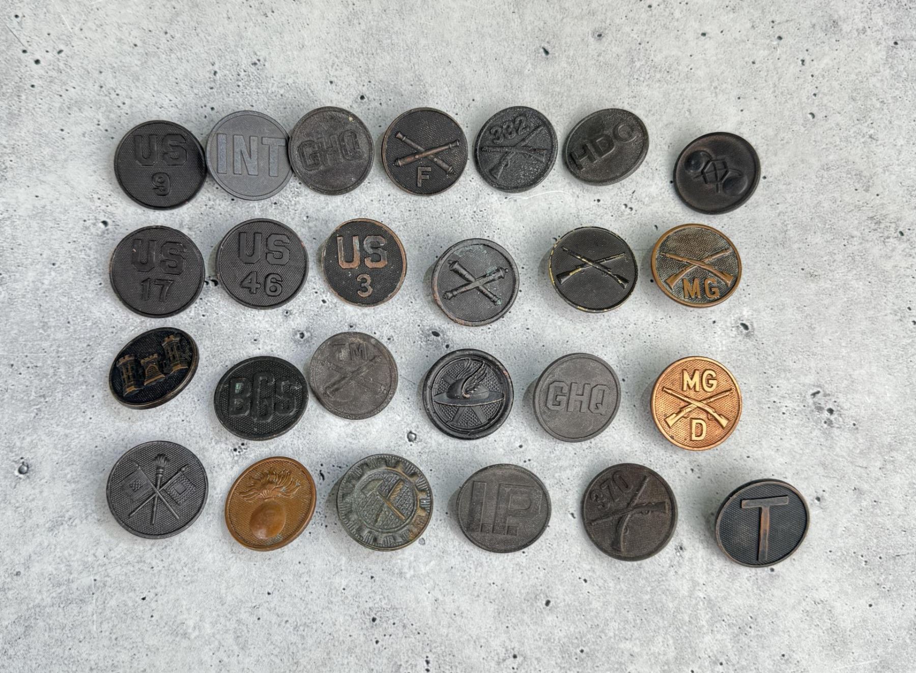 WWI WW1 US Army Collar Discs