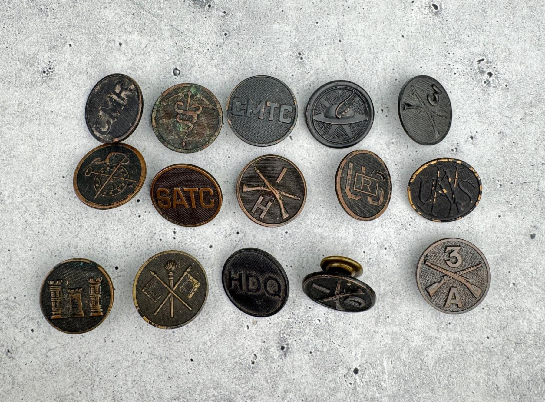 WWI WW1 US Army Collar Discs