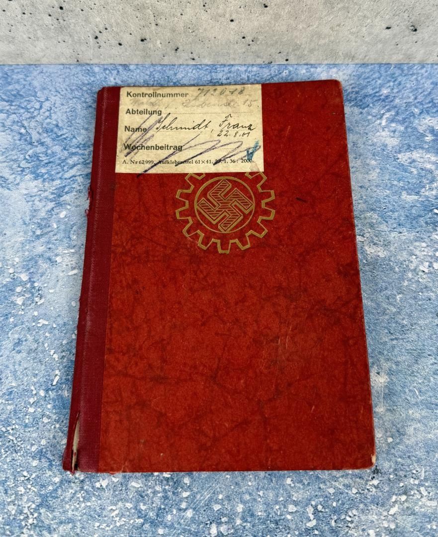 WW2 German Workers Front Membership Book