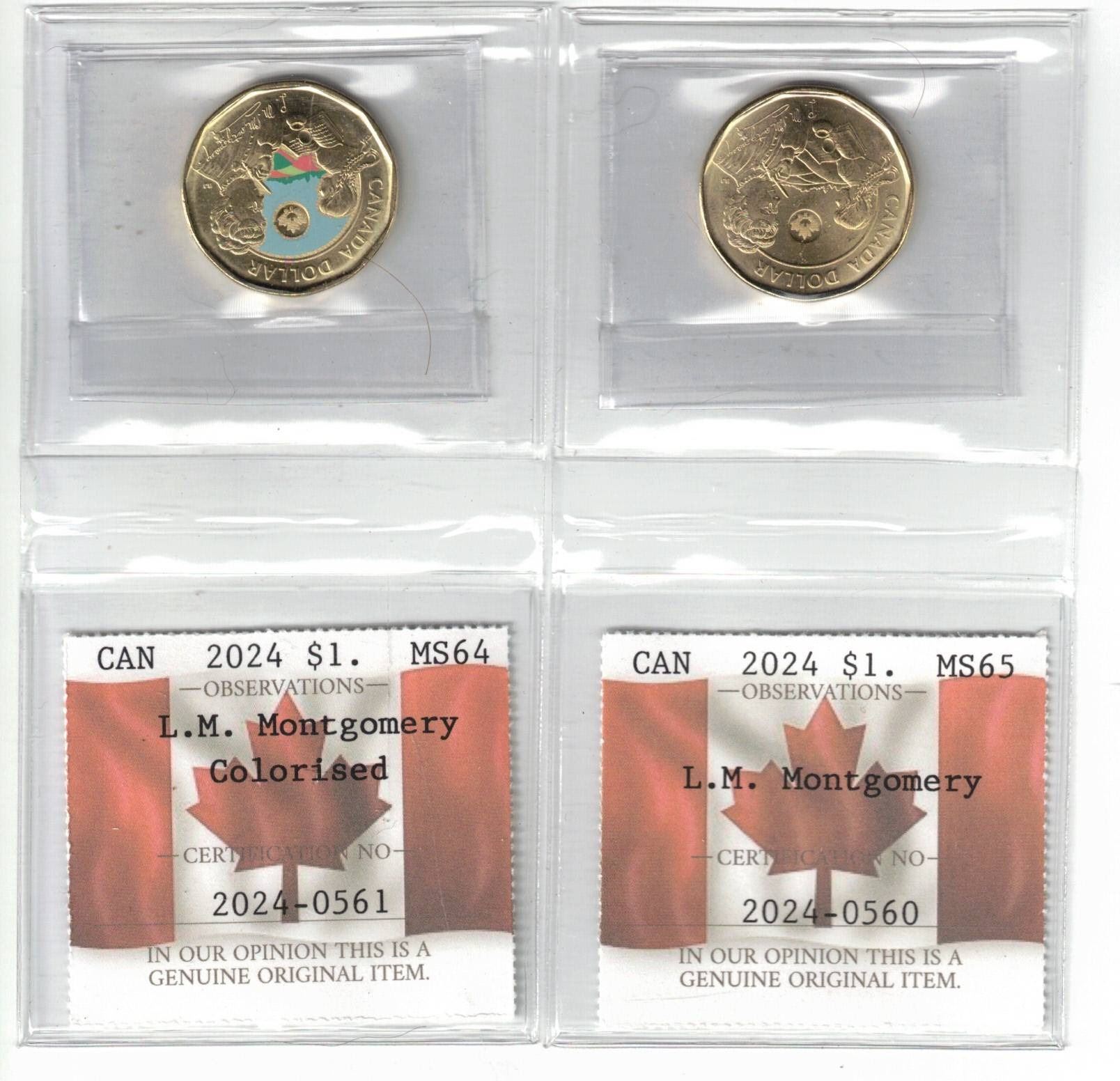 2 x 2024 $1. L.M. Montgomery, PCCS MS64 Color & MS65 Color ...