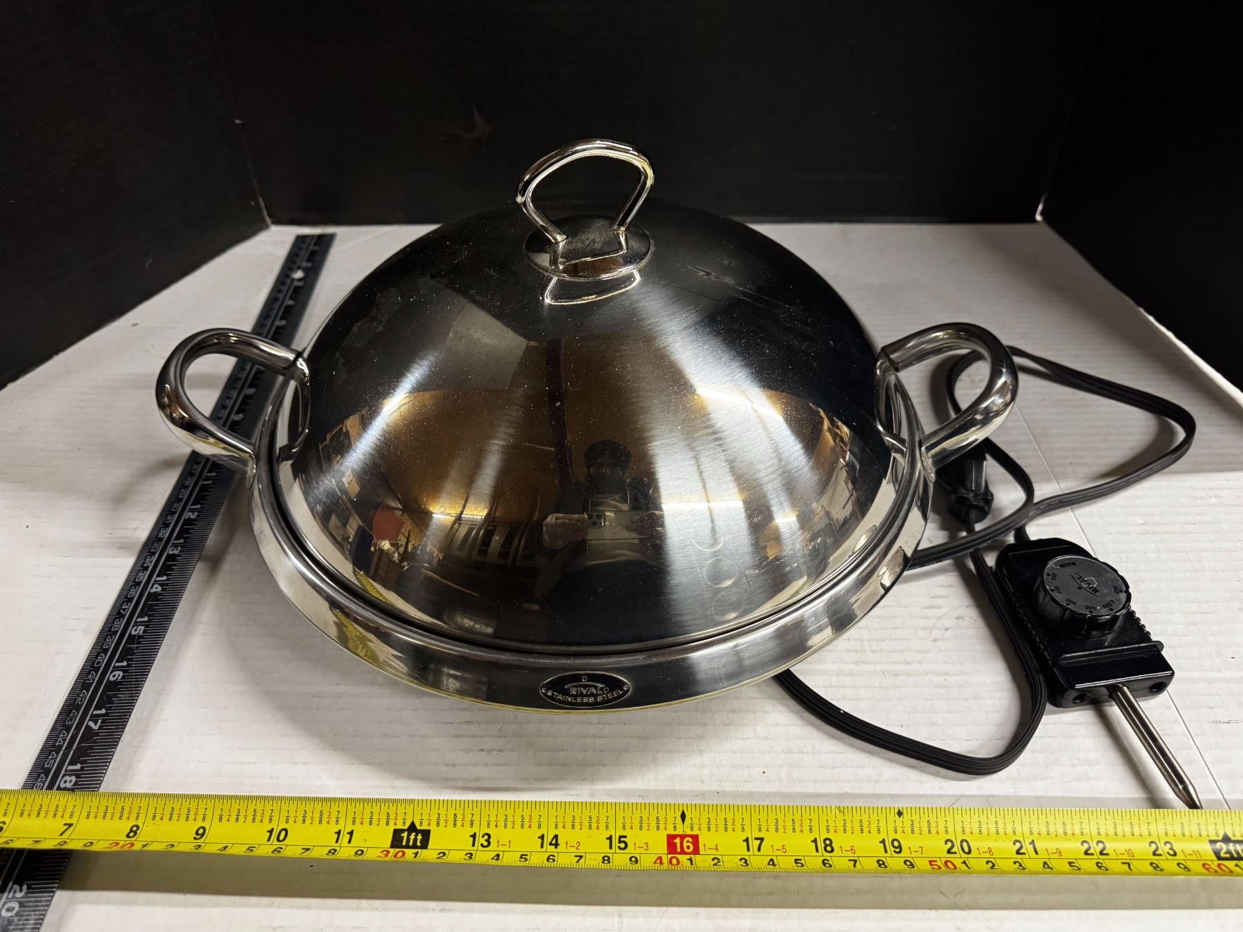 Rival 12" Large Round Stainless Steel Electric Skillet/Griddle ...