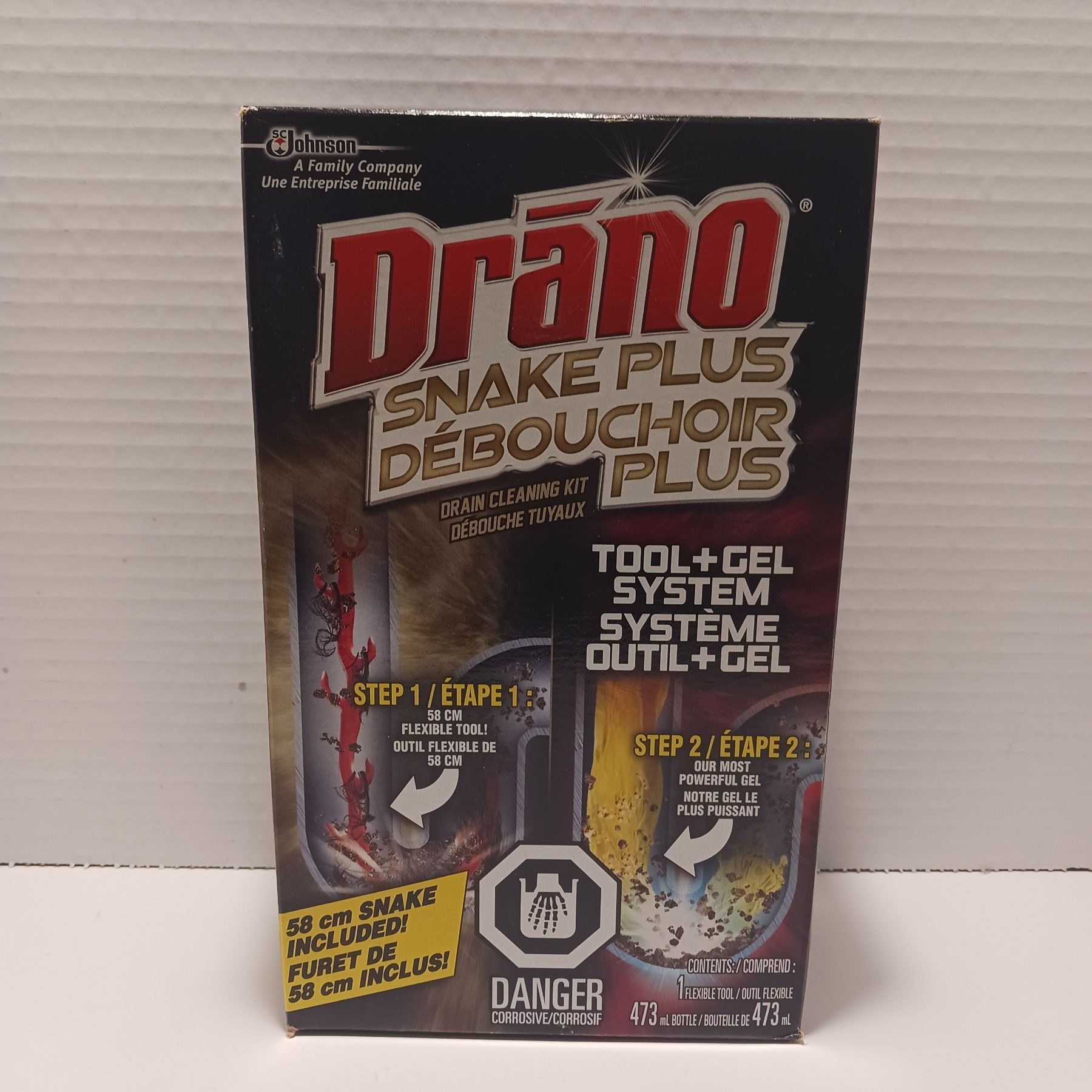 New Drano Snake Plus Tool + Gel Unclogging System, 58cm & 473ml