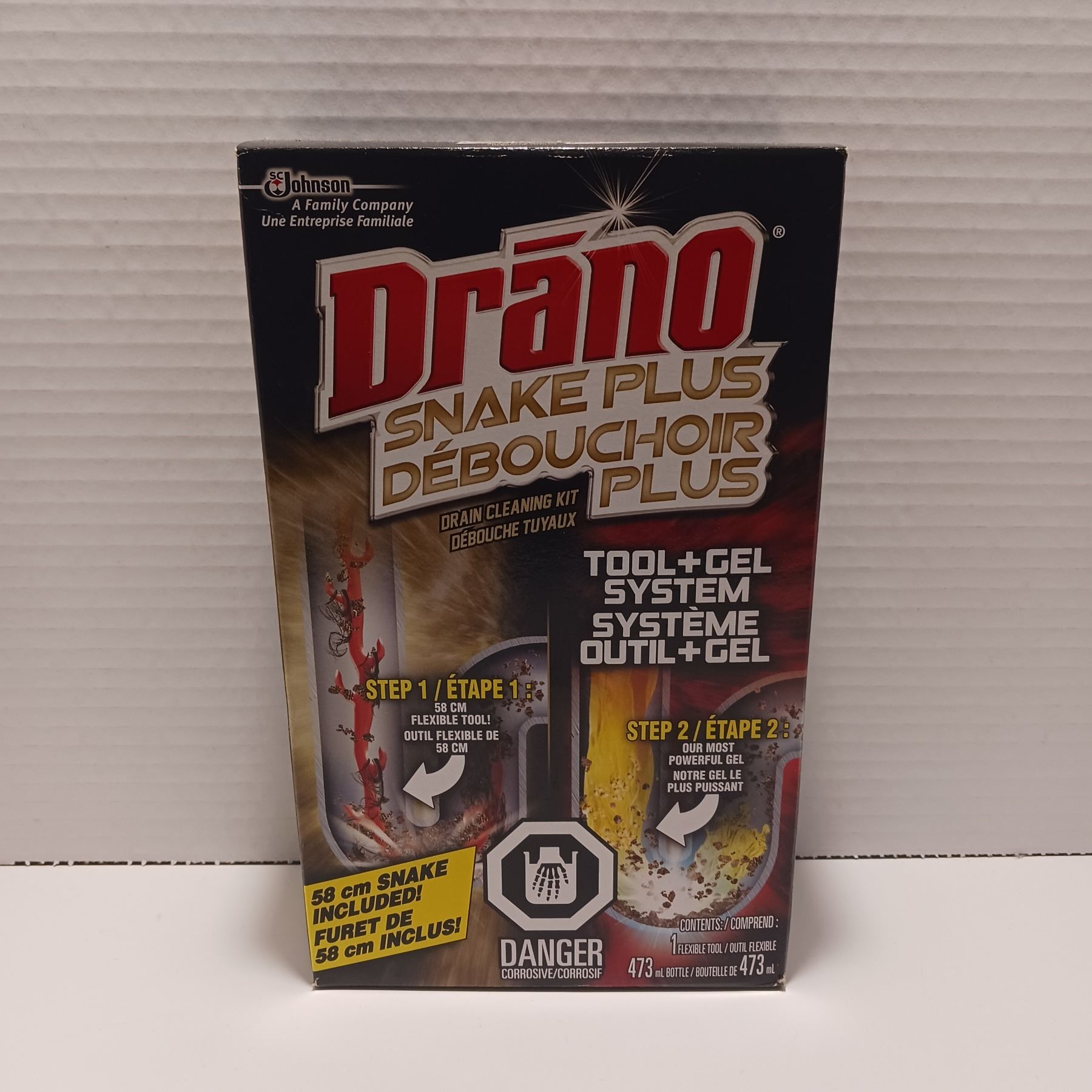 New Drano Snake Plus Tool + Gel Unclogging System, 58cm & 473ml