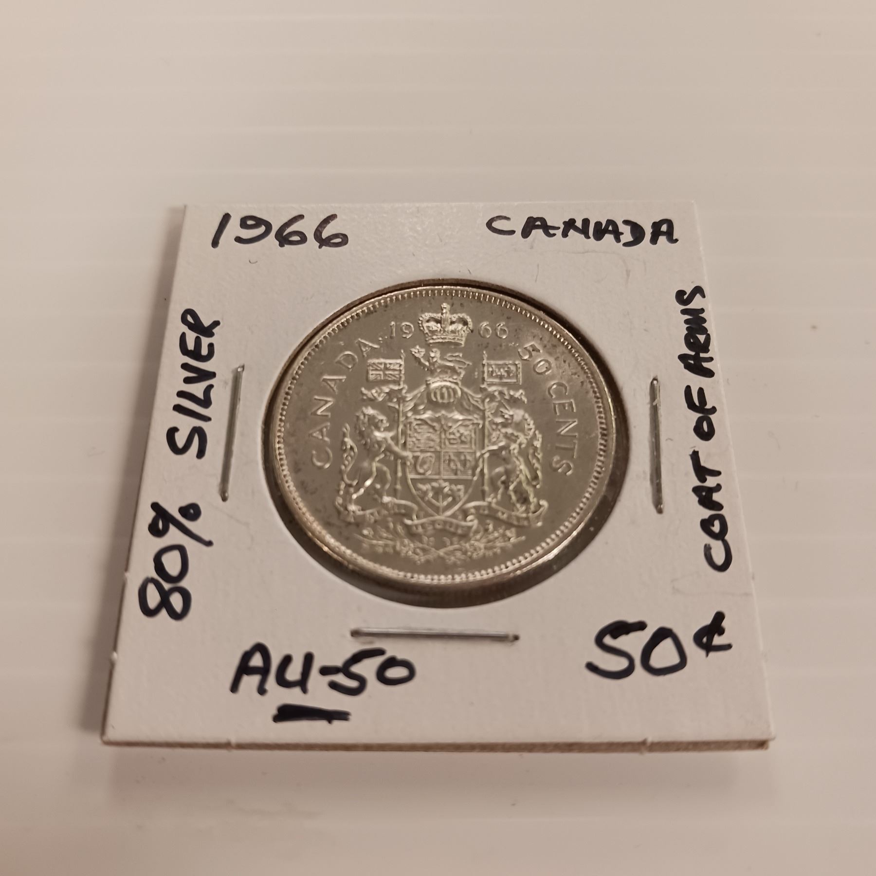 1966 Canada 80% Silver 50 Cent Coin