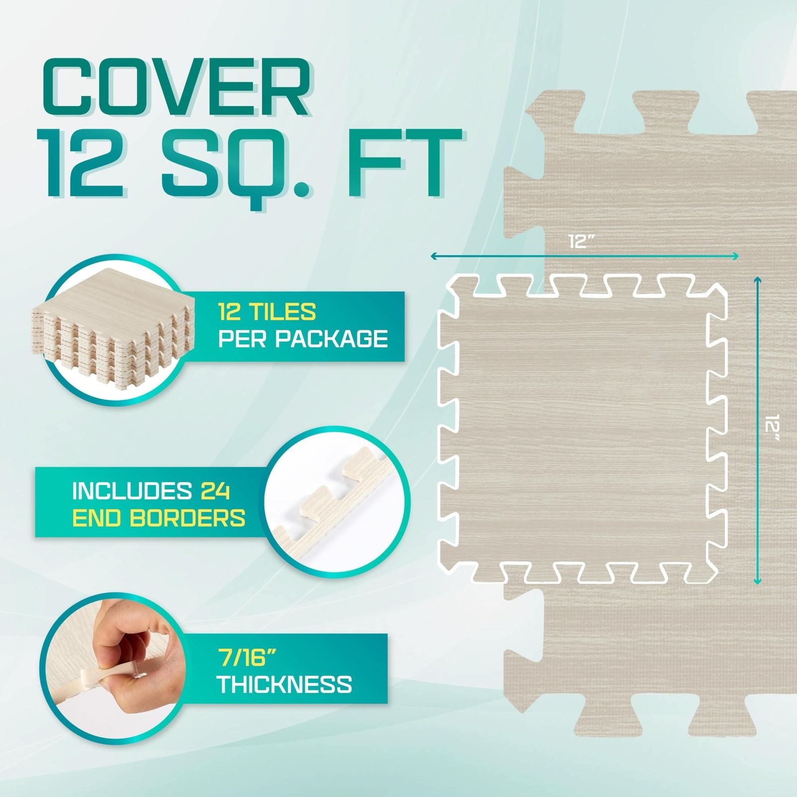 Yes4All Interlocking Floor Mats With Border Foam Gym Floor Mats With ...