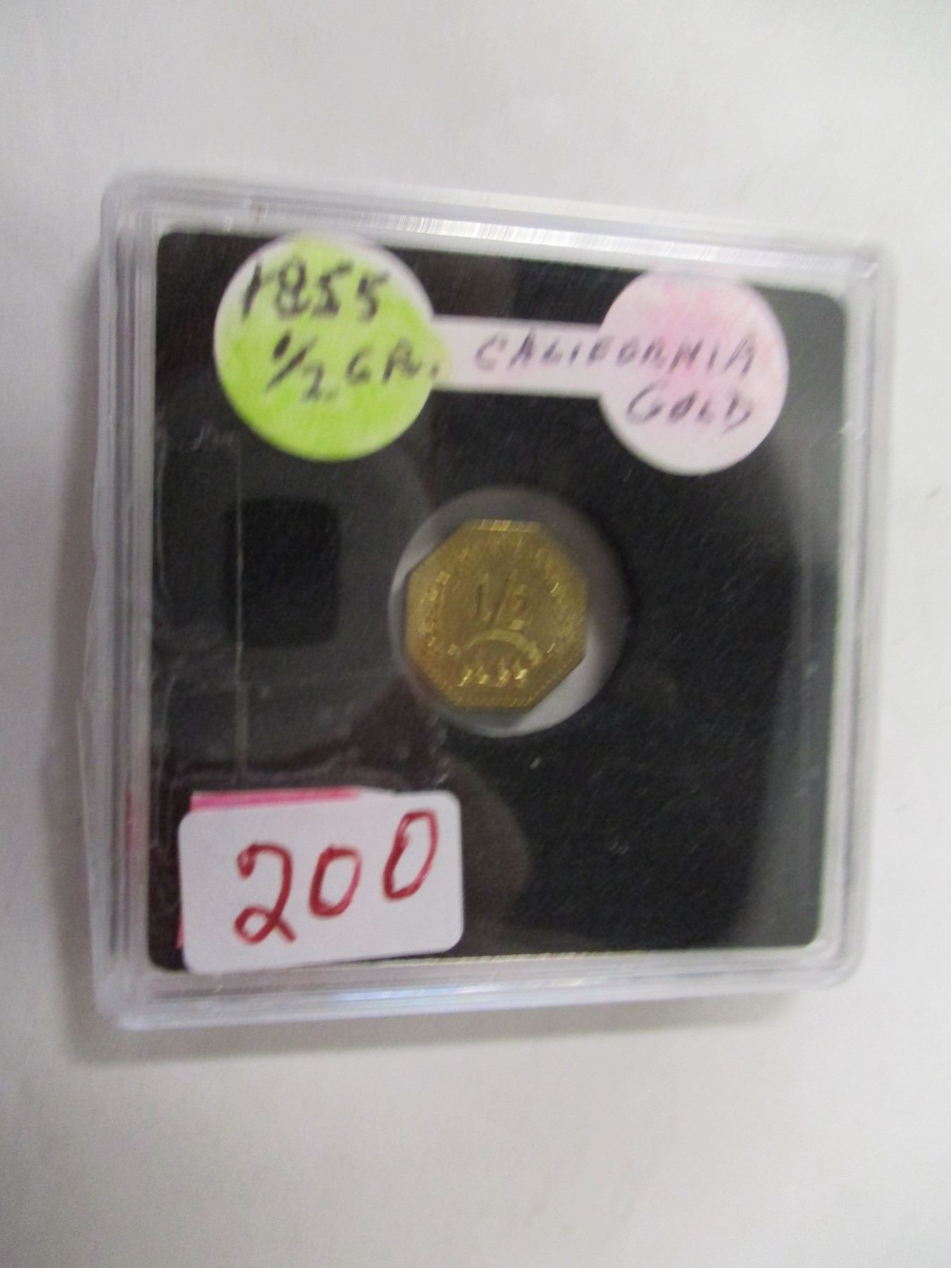 1855 HALF GRAM USA CALIFORNIA GOLD COIN