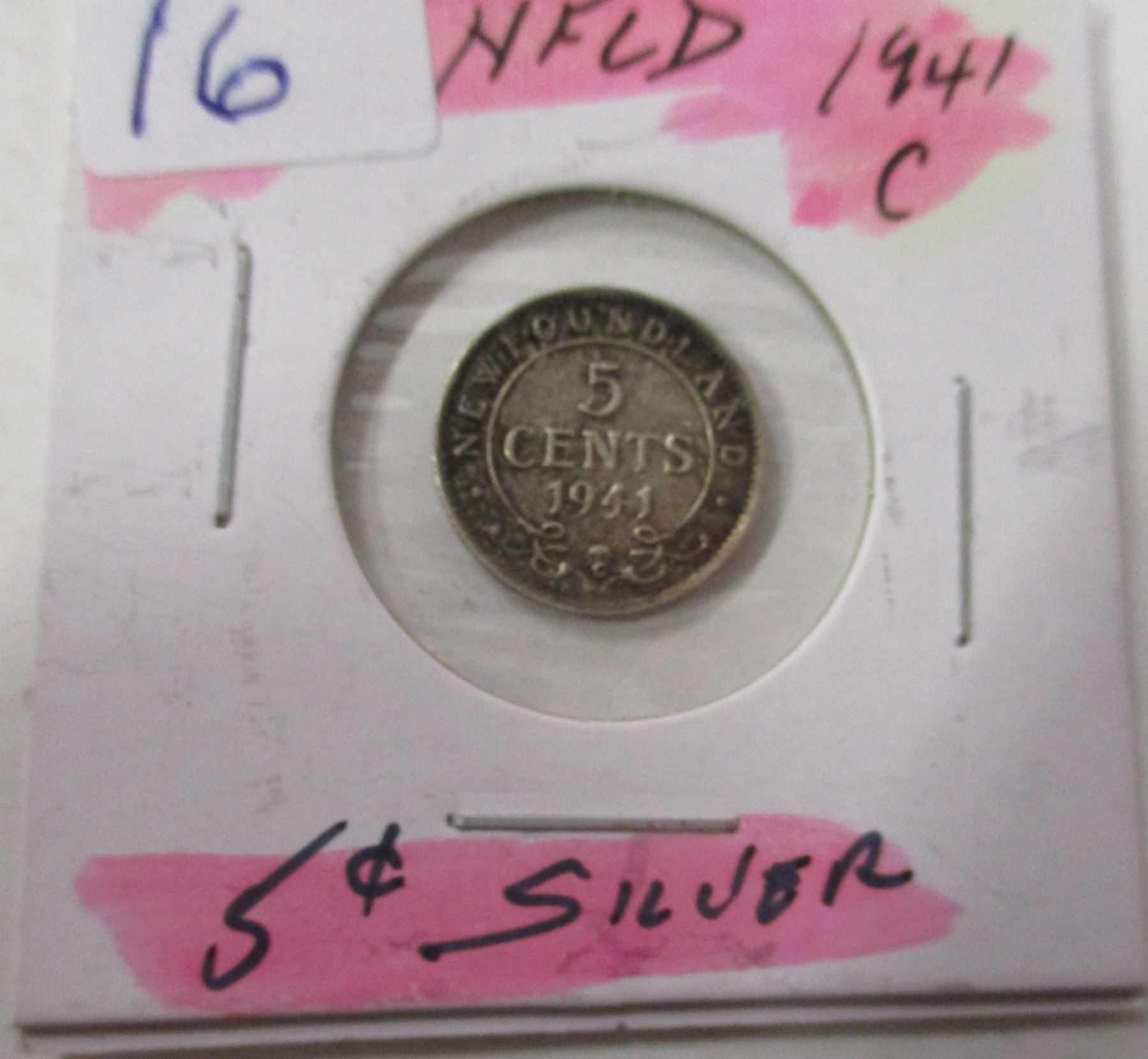 1941C NEWFOUNDLAND SILVER FIVE CENT