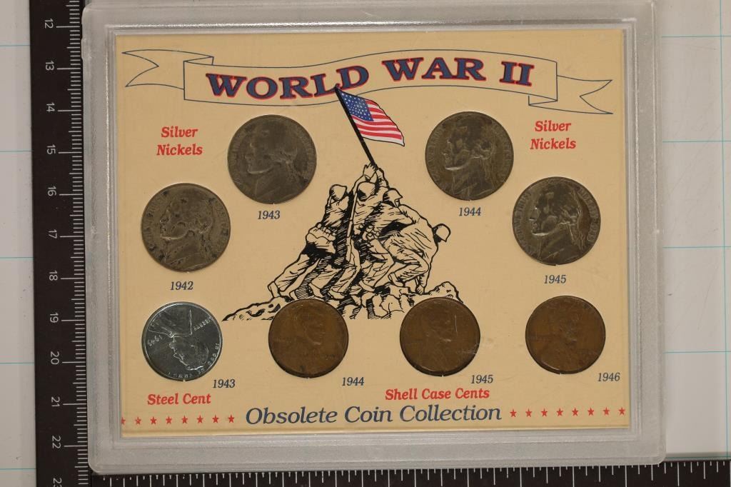 WORLD WAR II OBSOLETE 8 COIN COLLECTION SET: 1943