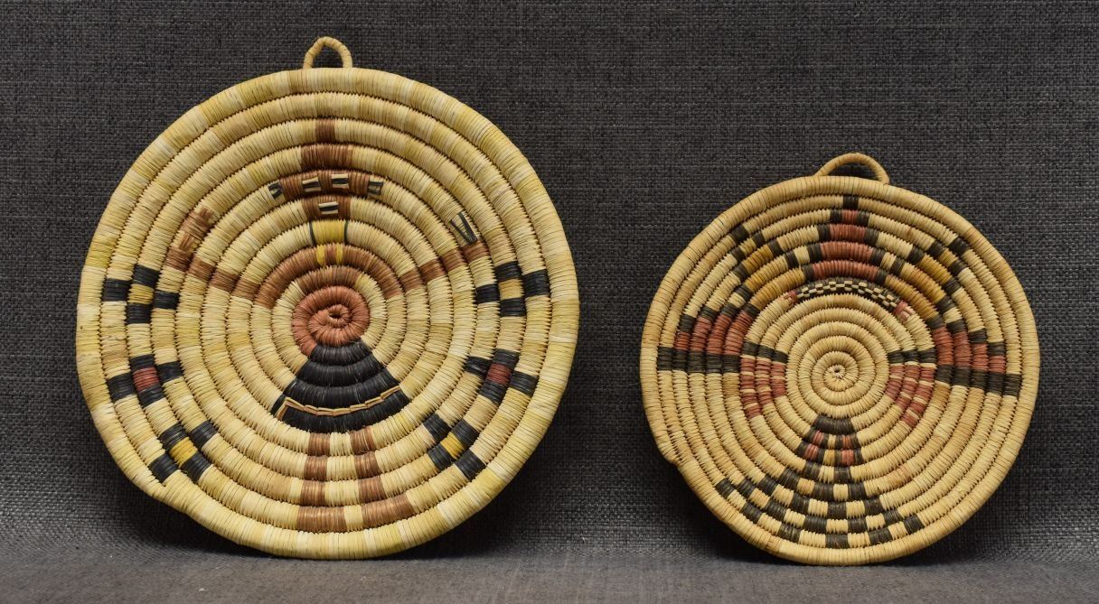 TWO HOPI BASKETRY PLAQUES